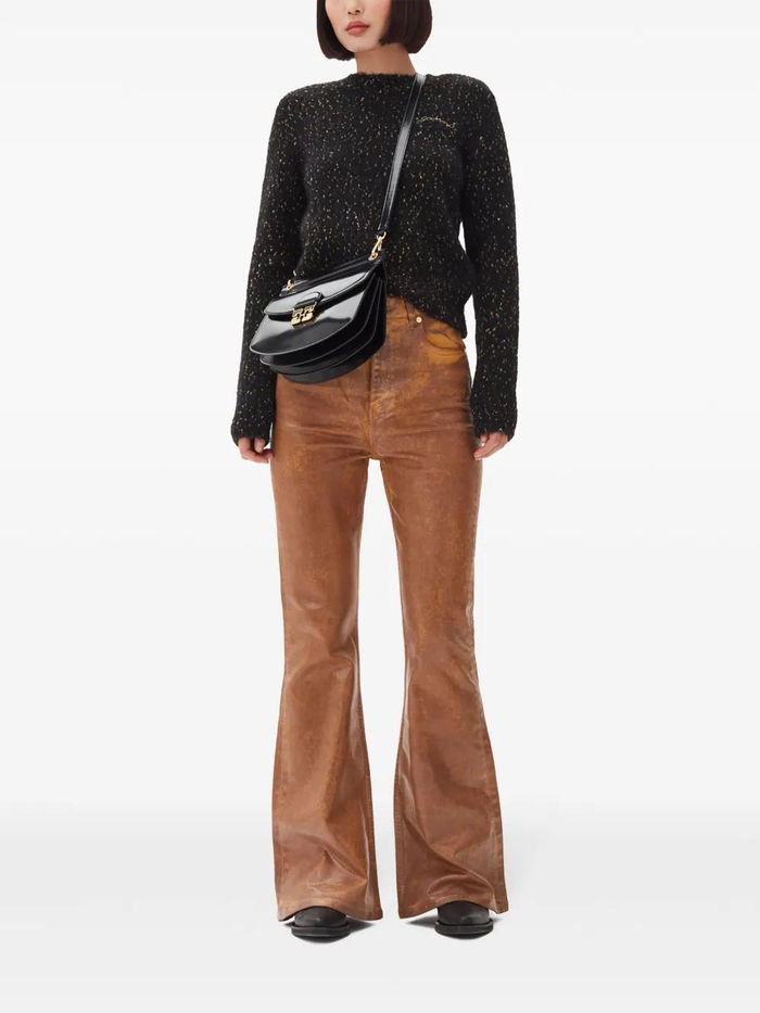 GANNI Logo-embroidered Crew-neck Jumper - Black | endource