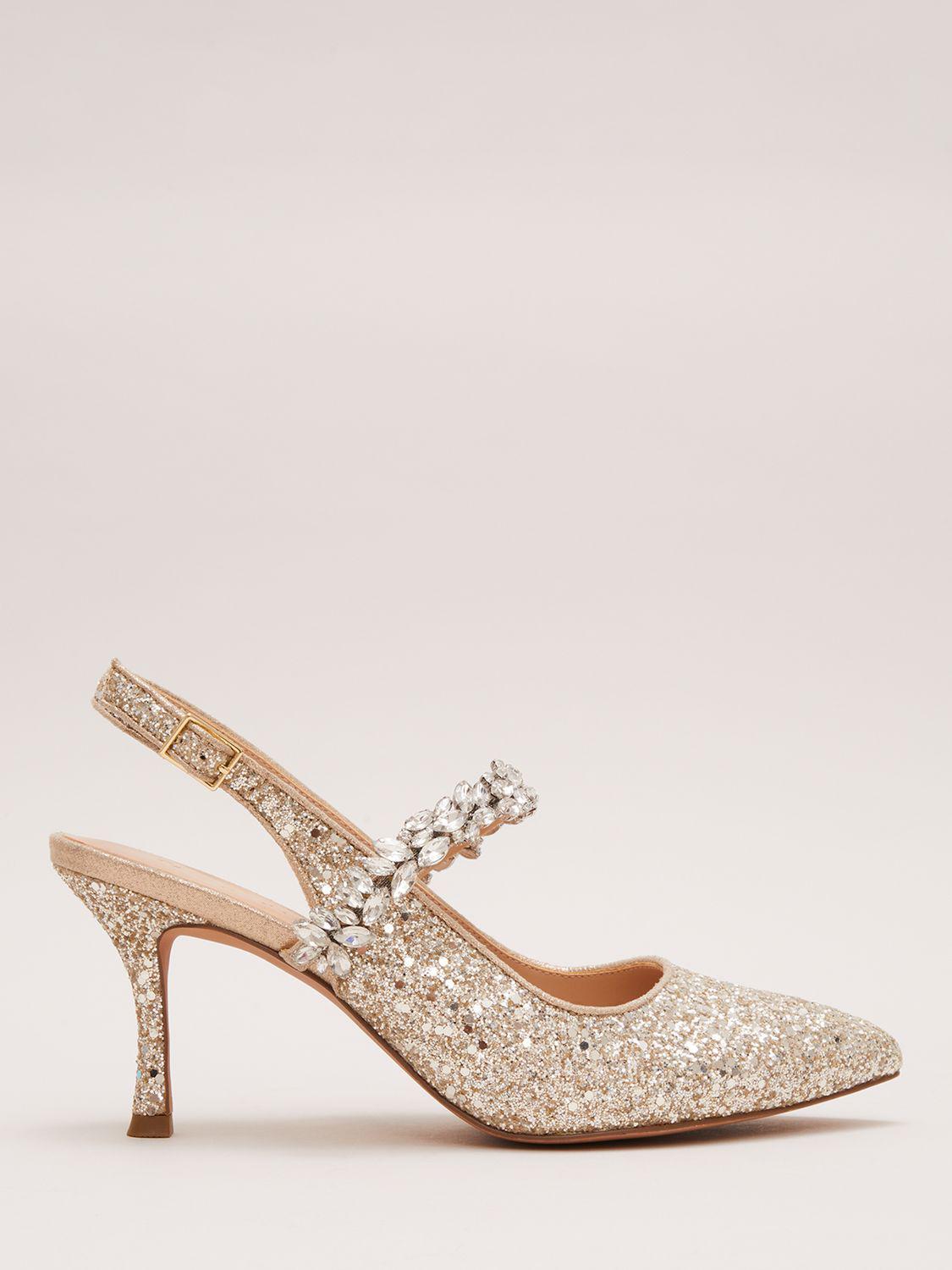 PHASE EIGHT Embellished Slingback Court Shoes in Gold | Endource