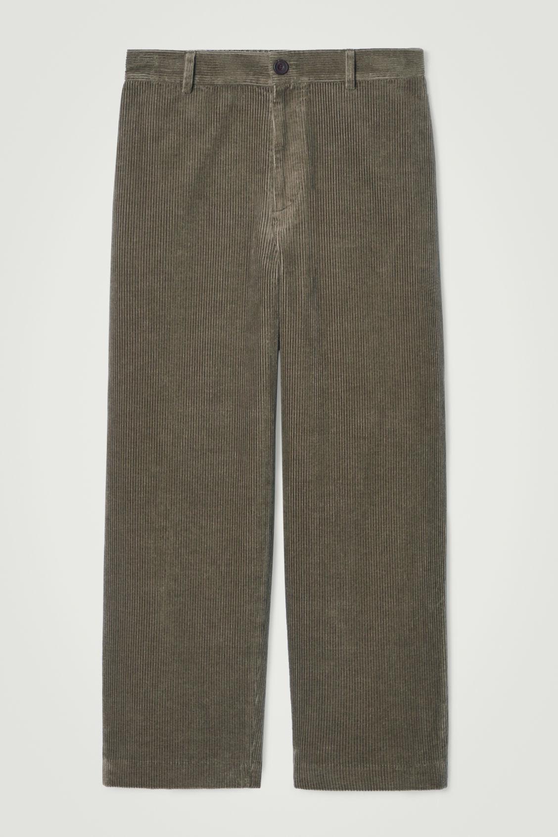 COS Corduroy Wide-Leg Trousers in DARK KHAKI | endource