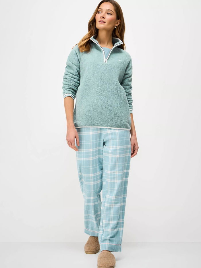 CREW CLOTHING 1/2 Zip Borg Fleece, Light Blue | endource
