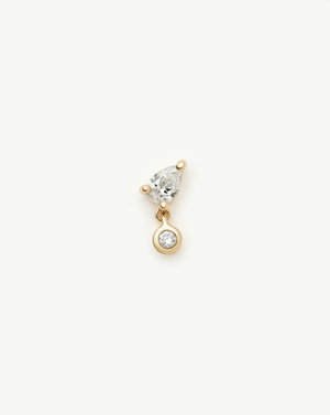 MISSOMA Solid Gold Pear Diamond Charm Flat Back Stud Earring | endource