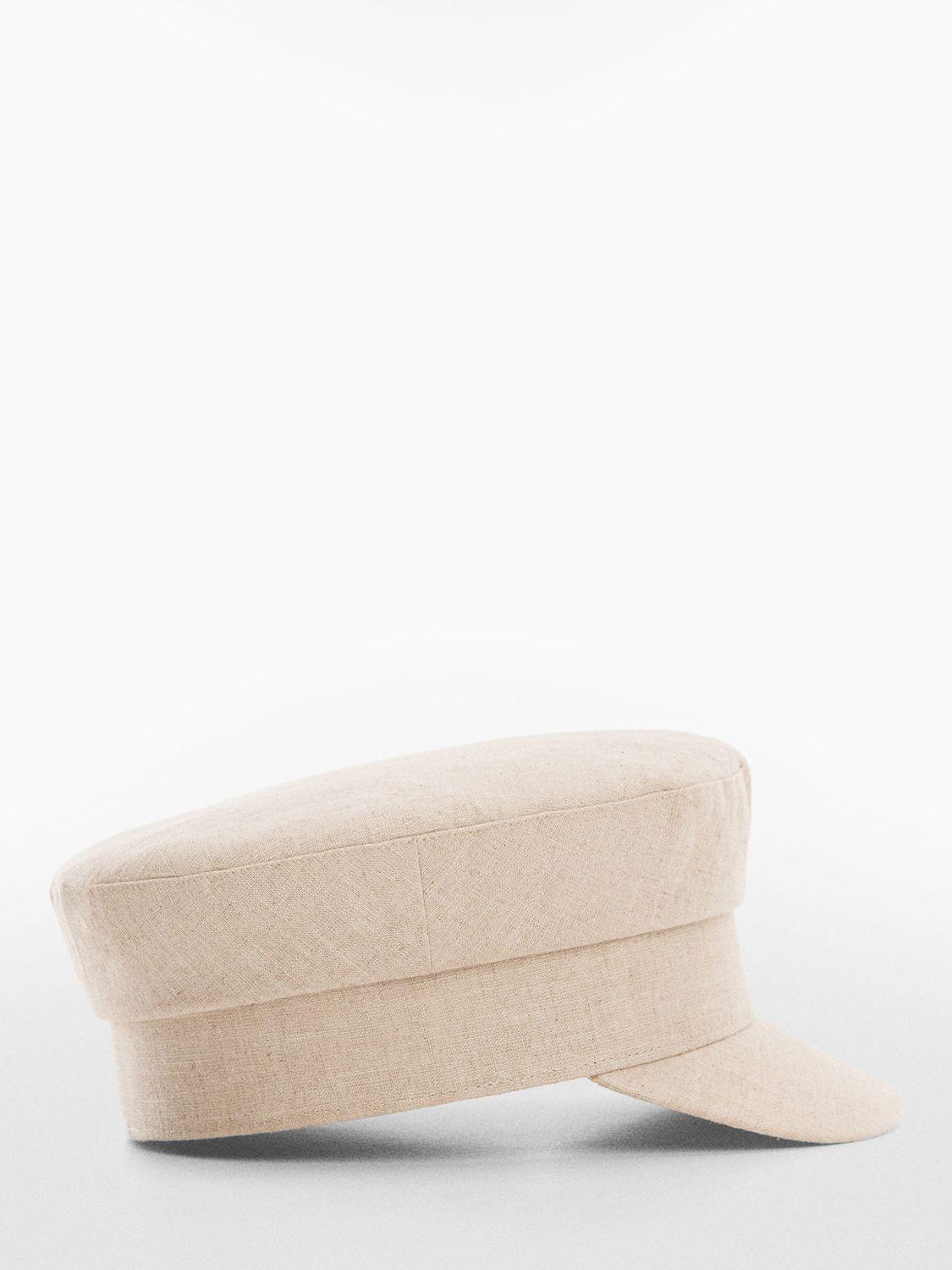 MANGO Linen Blend Baker Cap in Light Beige | Endource