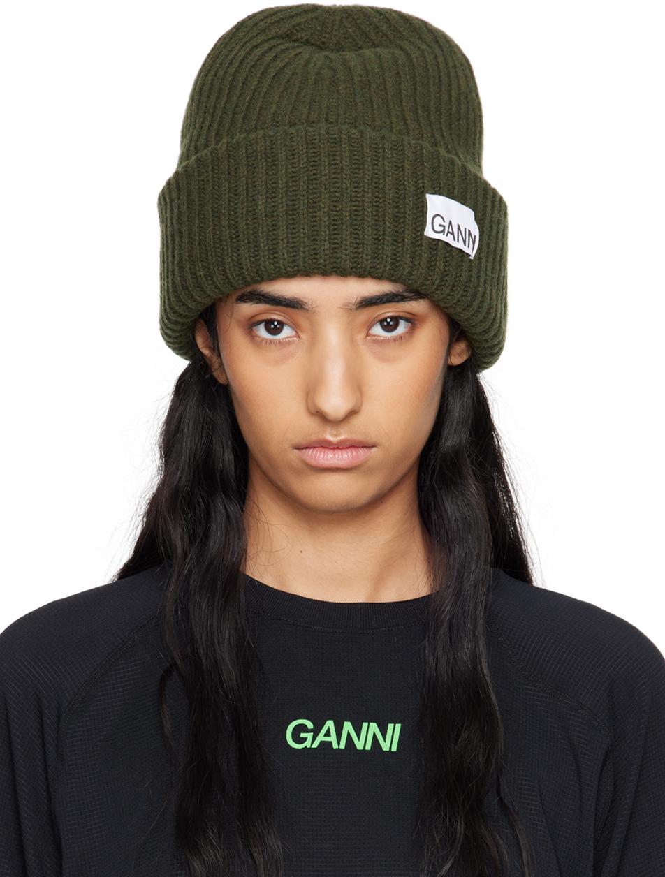 GANNI Oversized Wool Rib Knit Beanie | Endource