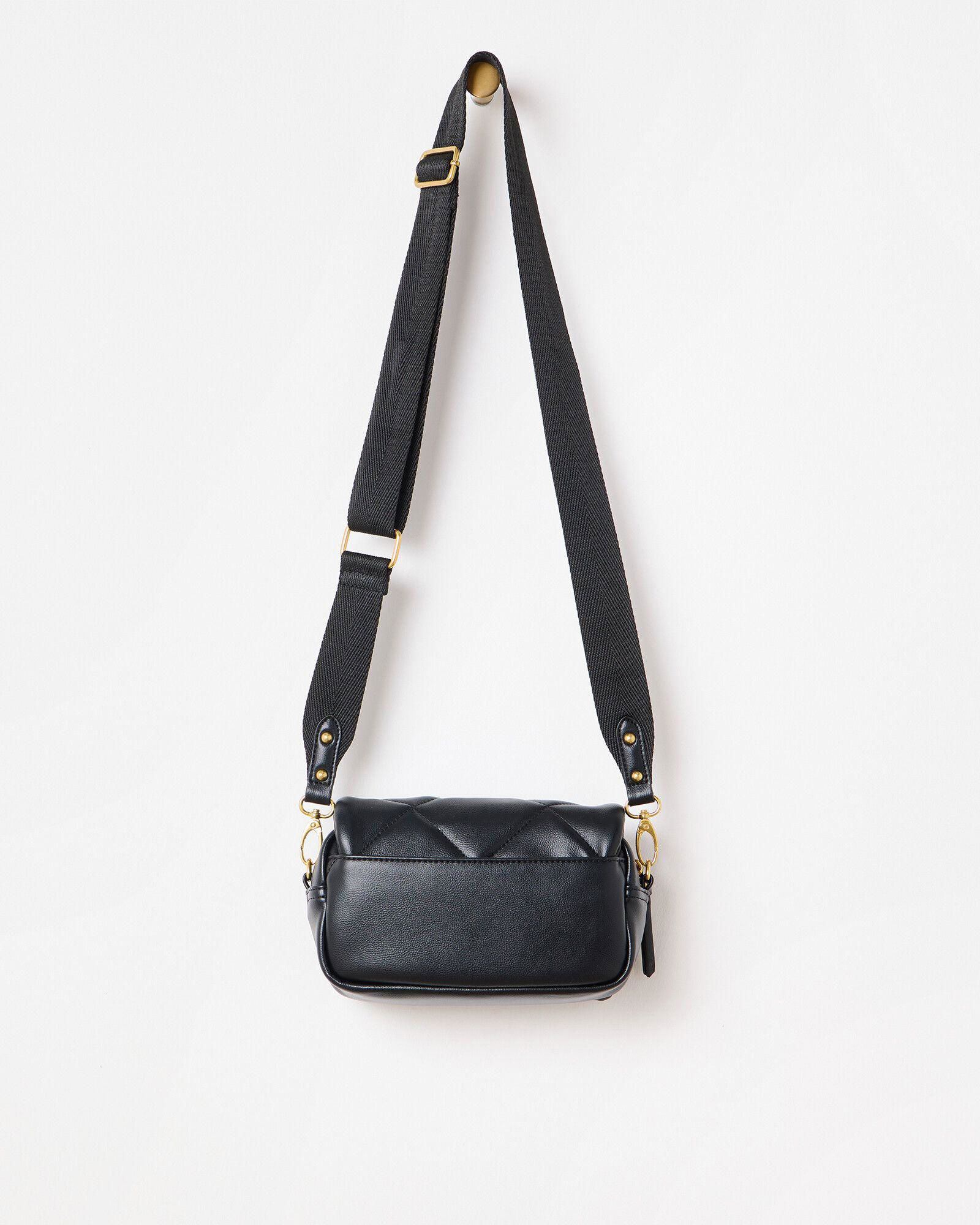 OLIVER BONAS Caris Quilted Crossbody Bag in Black | endource