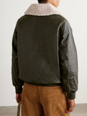 BARBOUR Maxine Faux Shearling-Trimmed Waxed-Cotton Jacket | endource
