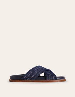 BODEN Cross Strap Sliders in Navy | endource