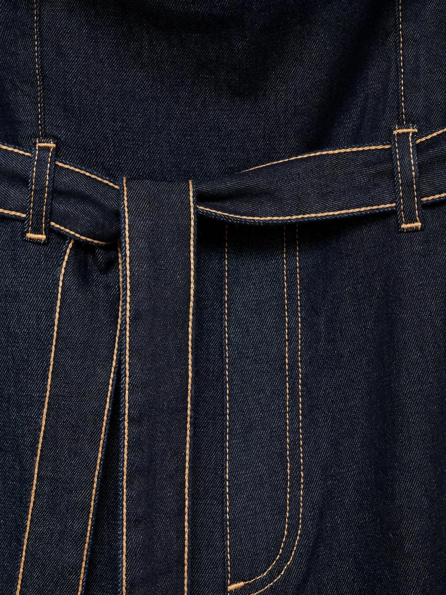 MANGO Cally Strapless Denim Jumpsuit, Dark Blue | endource