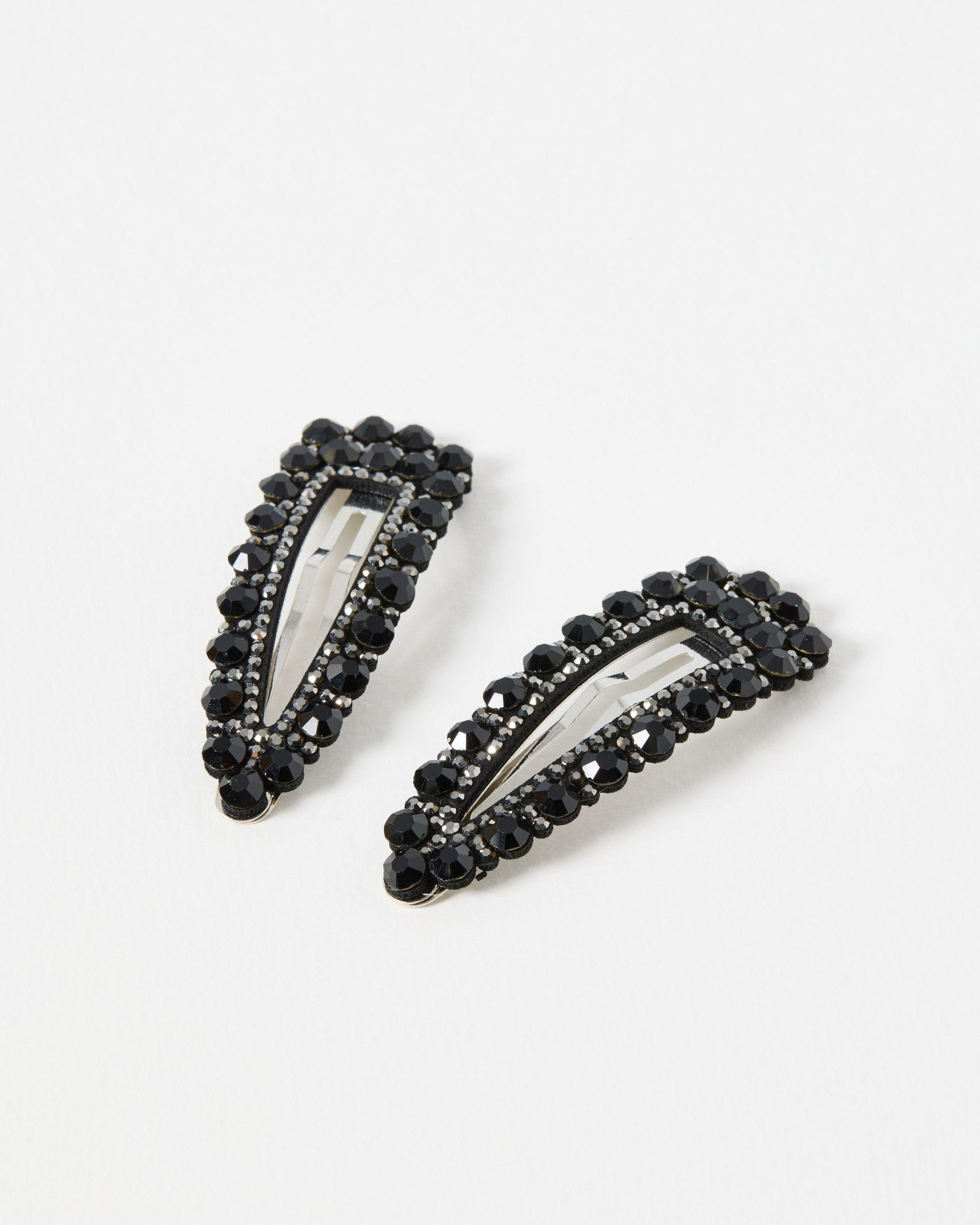 OLIVER BONAS Esmerelda Gem Hair Clips Set Of Two in Black | endource