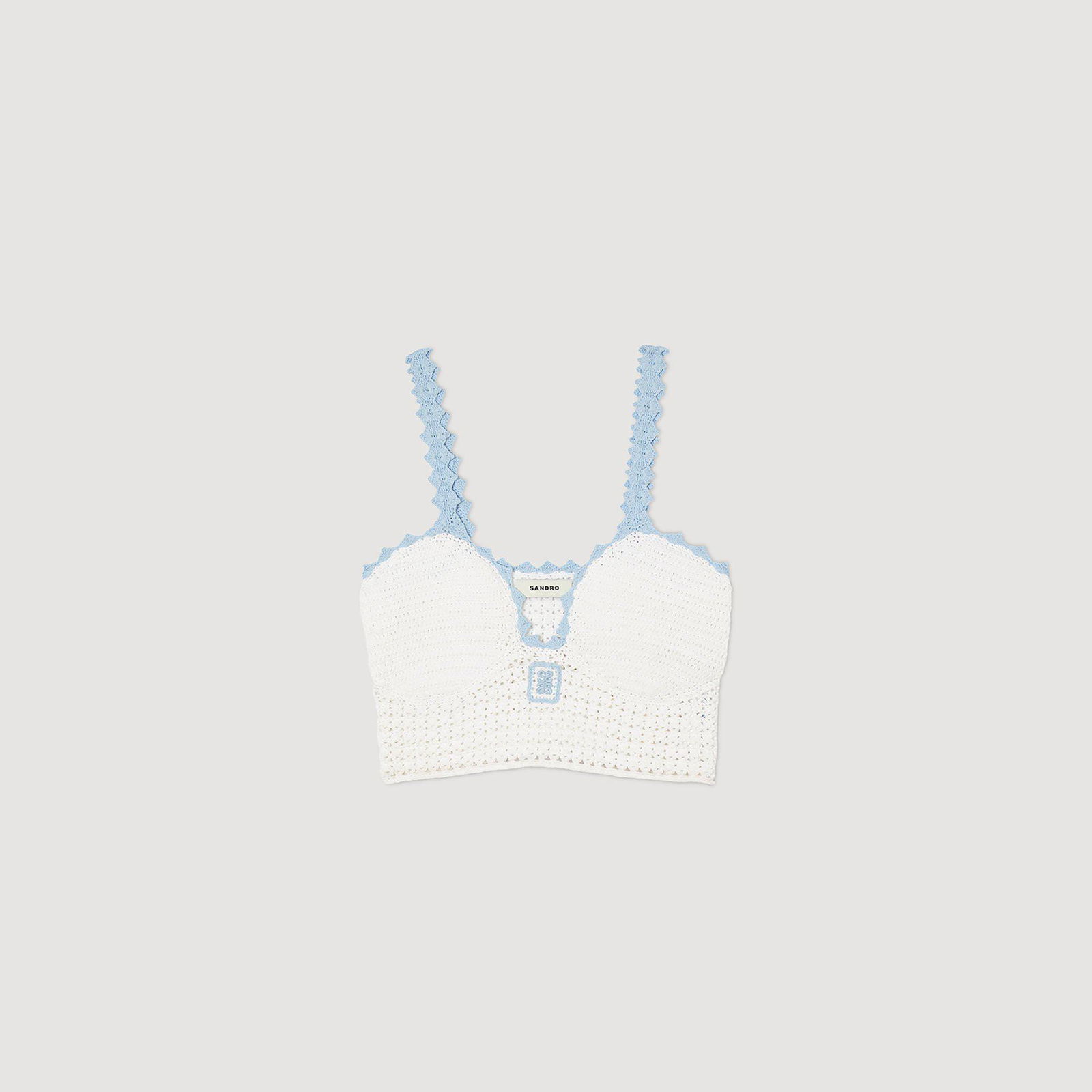 SANDRO Crochet Crop Top in white | endource