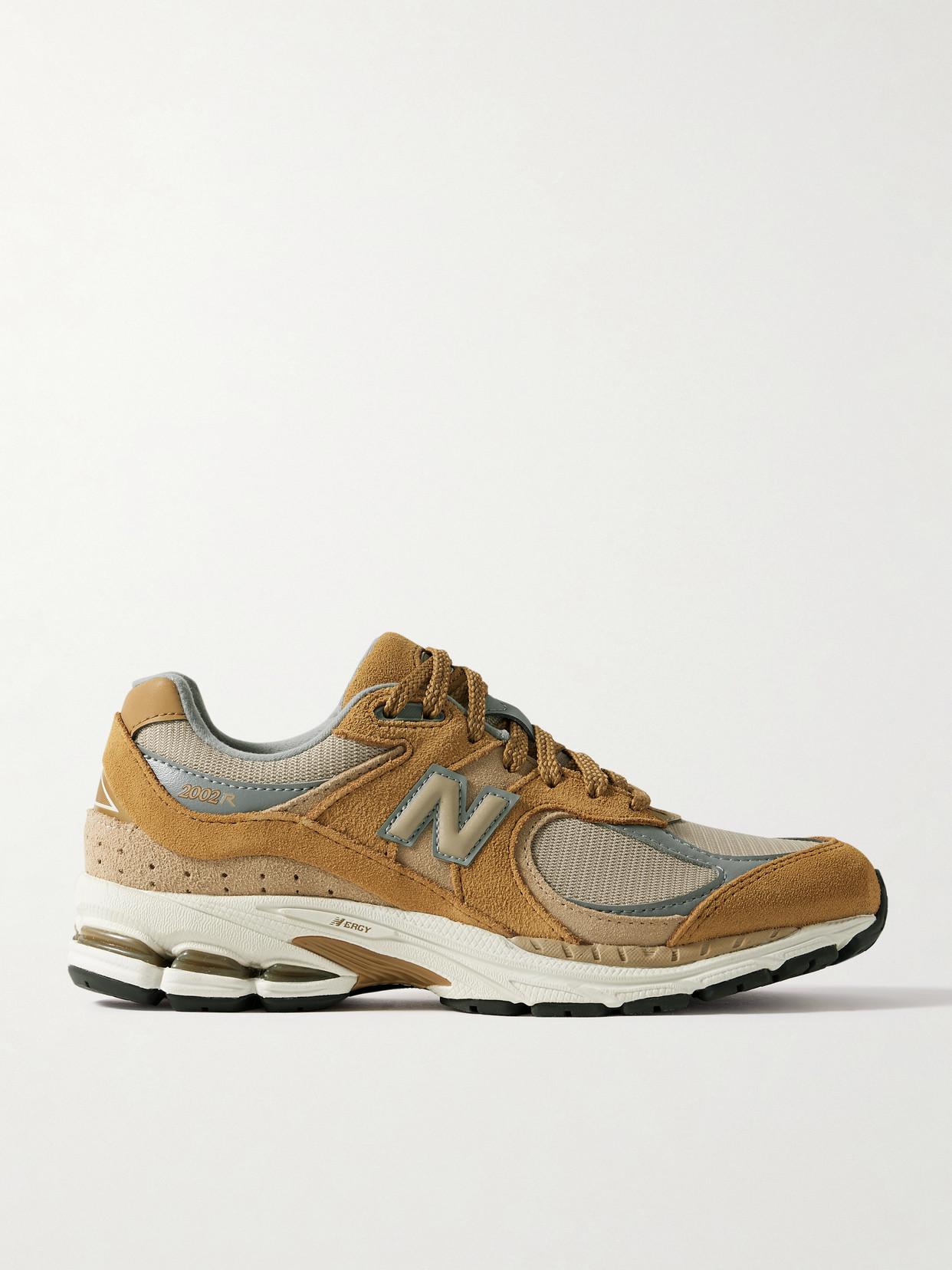 NEW BALANCE 2002R Leather-Trimmed Mesh And Suede Sneakers in Yellow ...