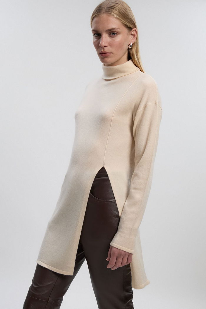 KAREN MILLEN Cashmere Blend Deep Slip Longline Knit Top | endource