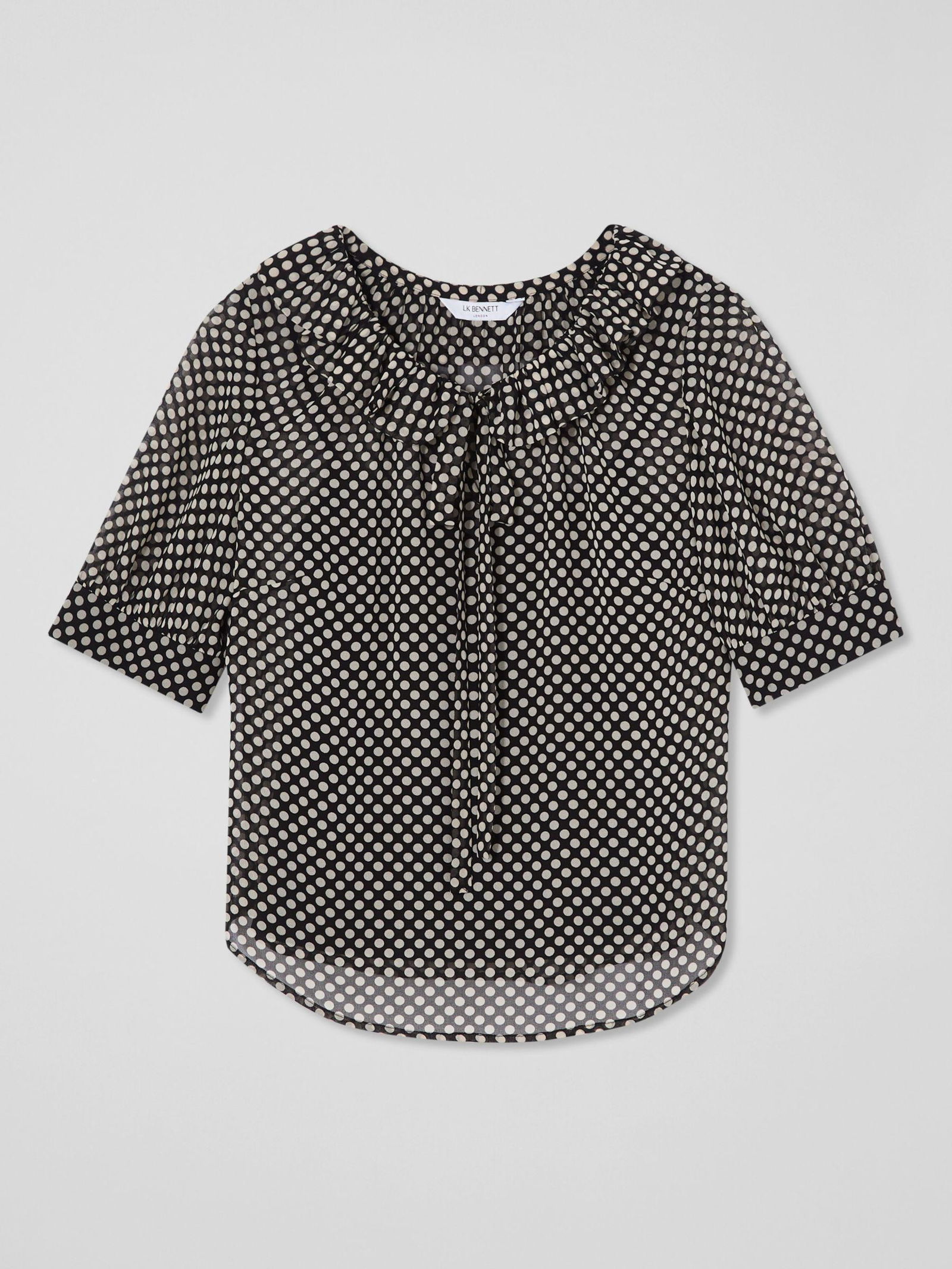 L.K. BENNETT Coco Polka Dot Top in Black/Cream | Endource