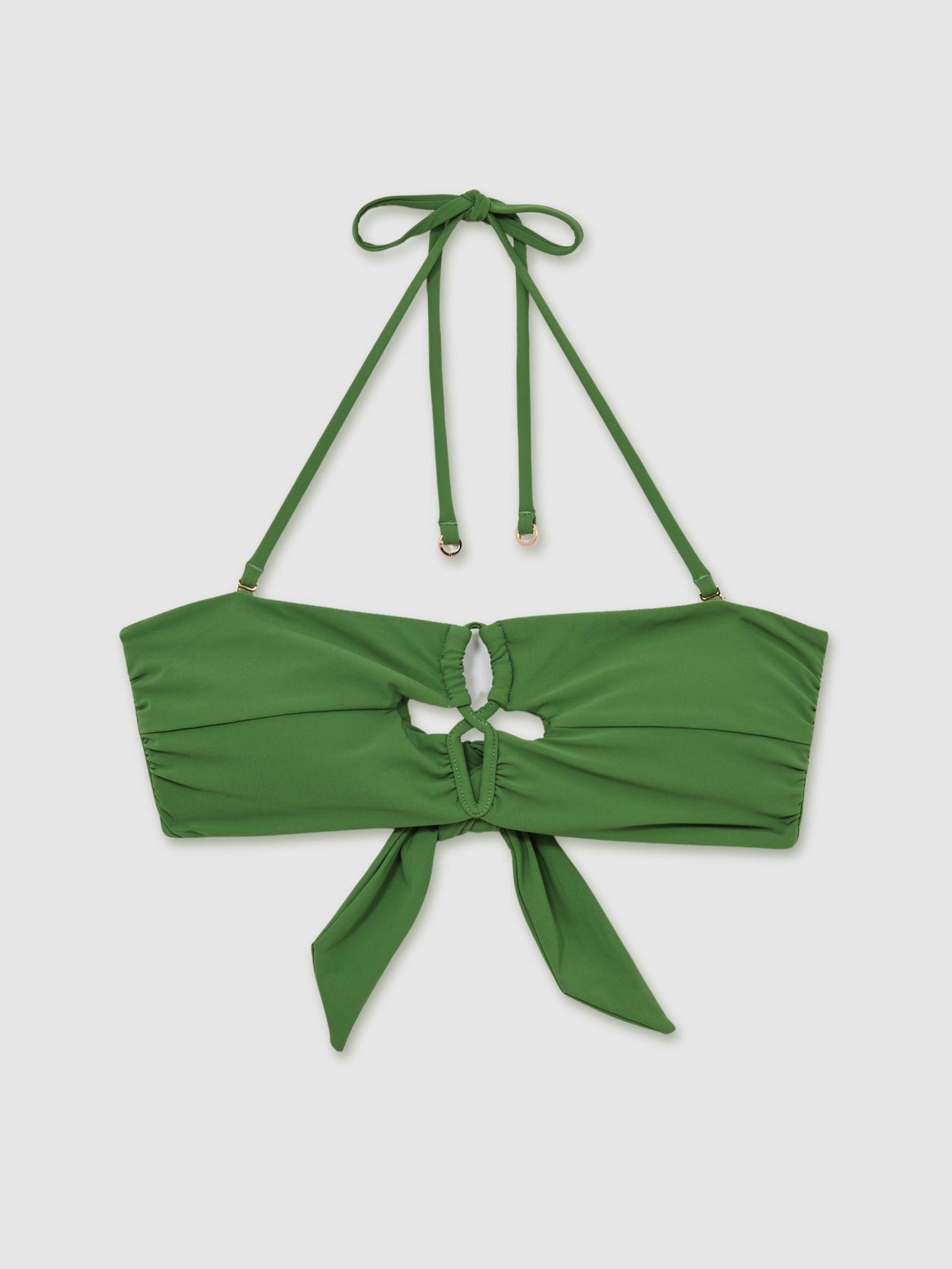 REISS Cut-Out V-Wire Bandeau Bikini Top in Green | endource