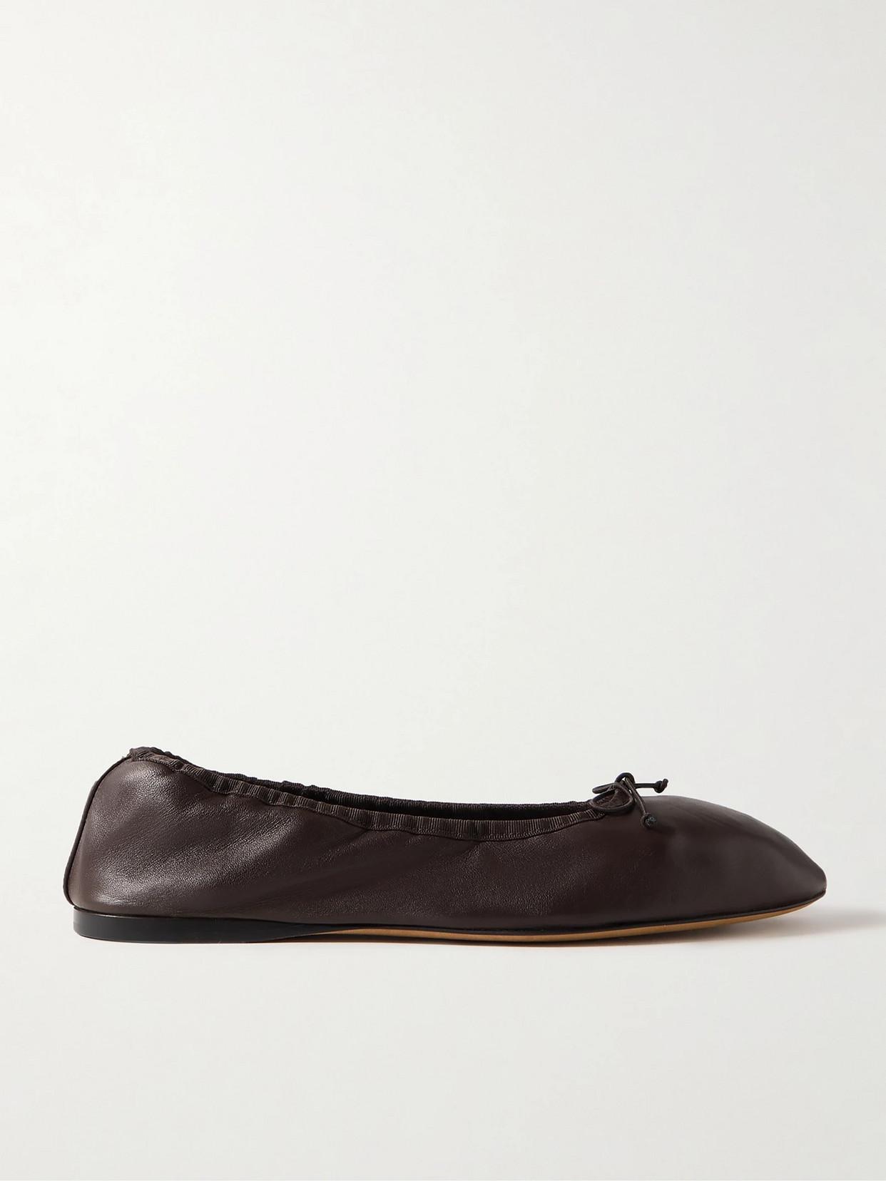 THE ROW Hereditas Grosgrain-Trimmed Leather Ballet Flats in Brown ...