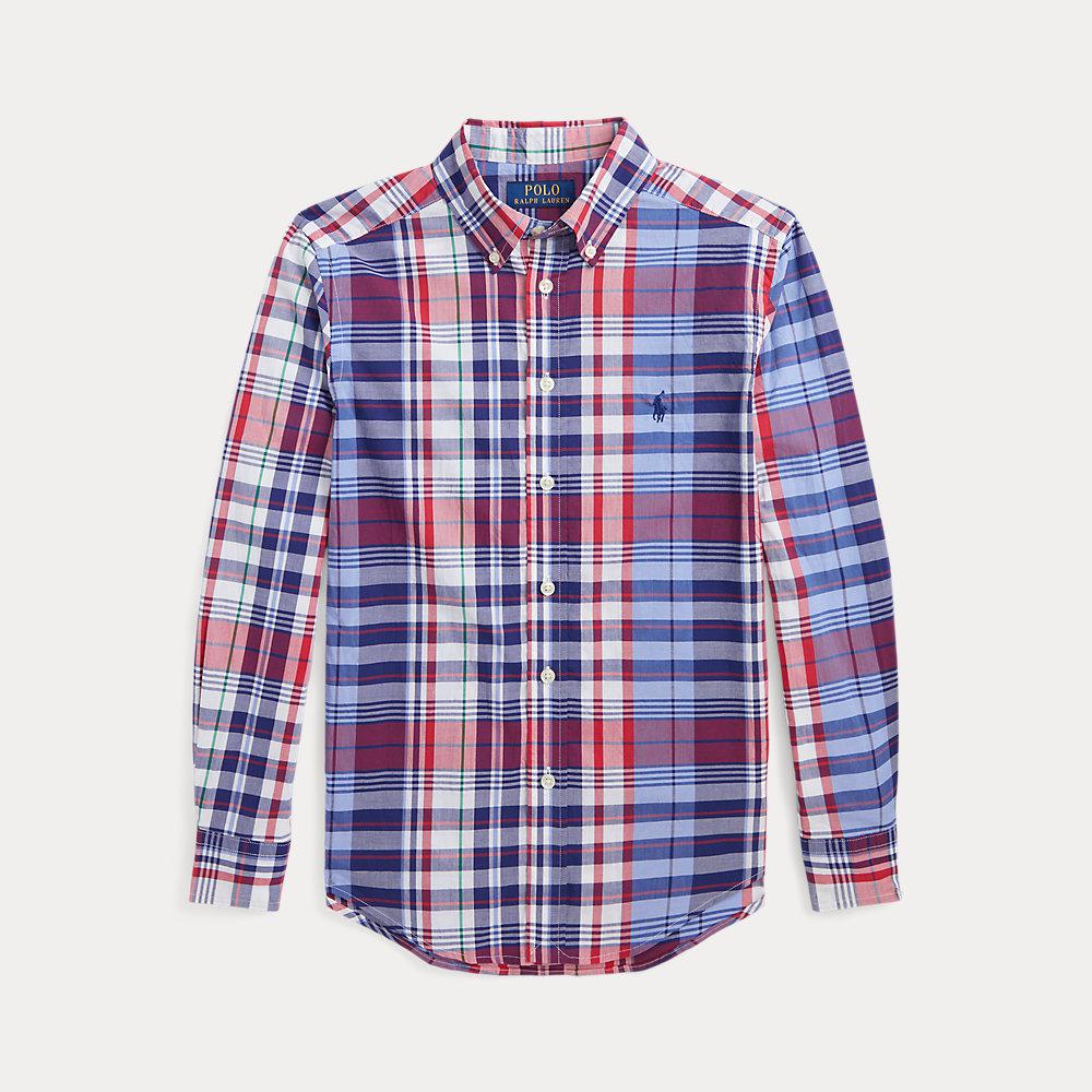 RALPH LAUREN Plaid Cotton Poplin Shirt | endource
