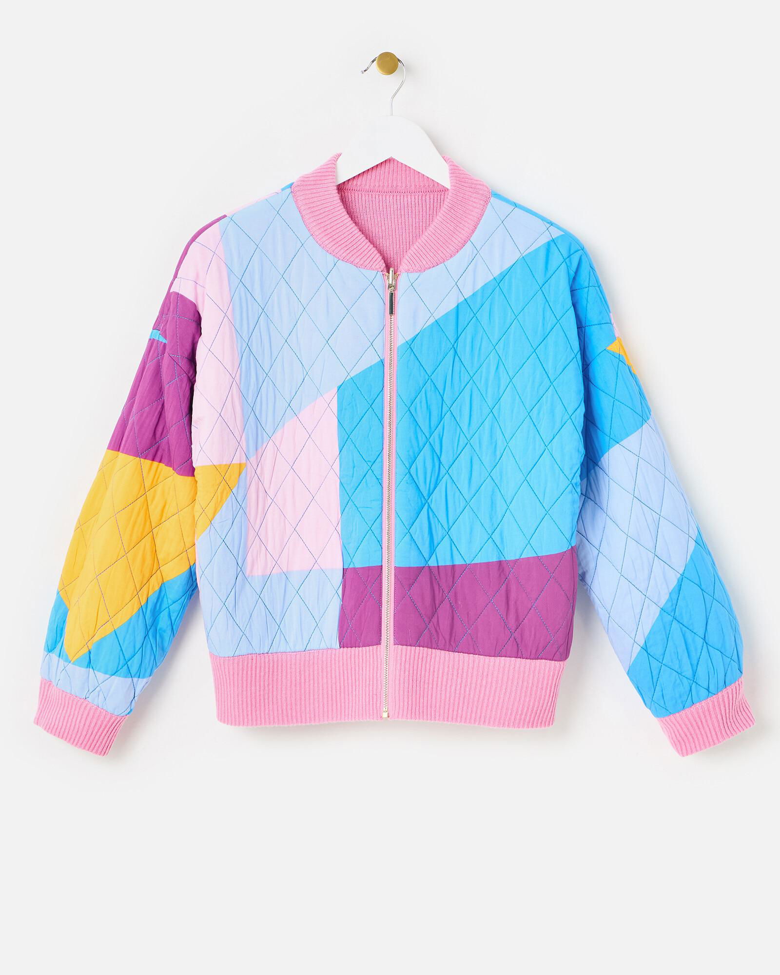 OLIVER BONAS Reversible Knitted Bomber Jacket in Pink | endource