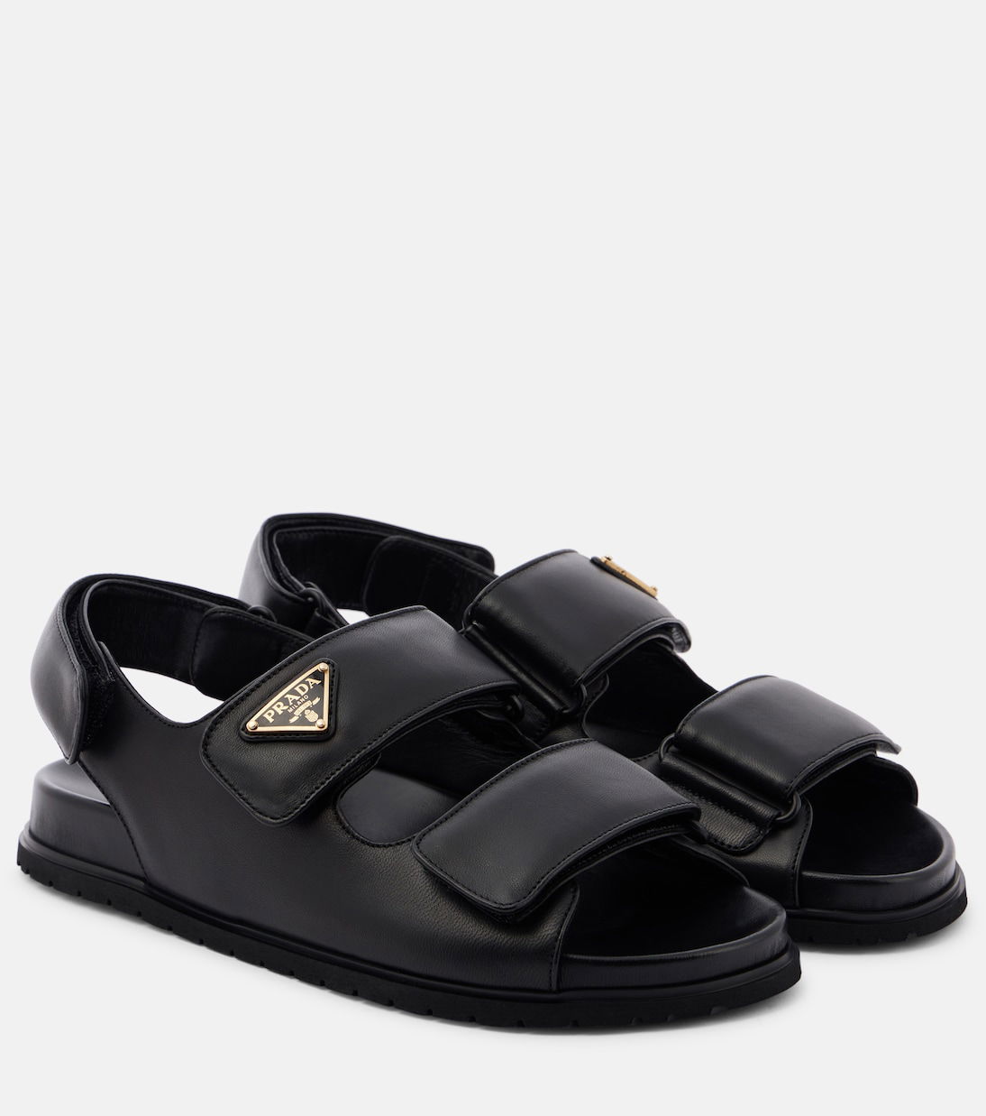 PRADA Logo Leather Sandals | endource