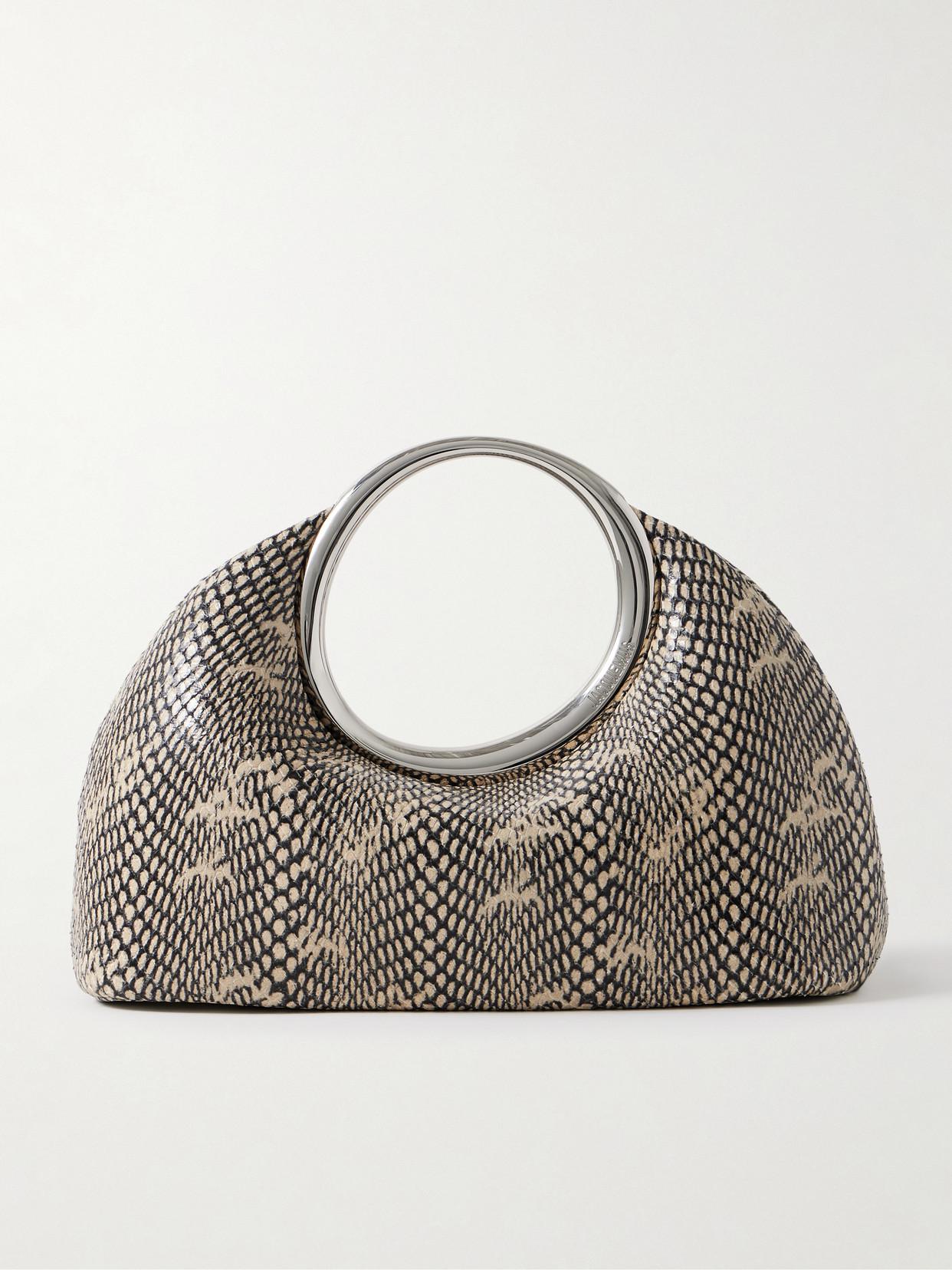 JACQUEMUS The Calino Small Snake-Effect Leather Tote in Animal print | endource