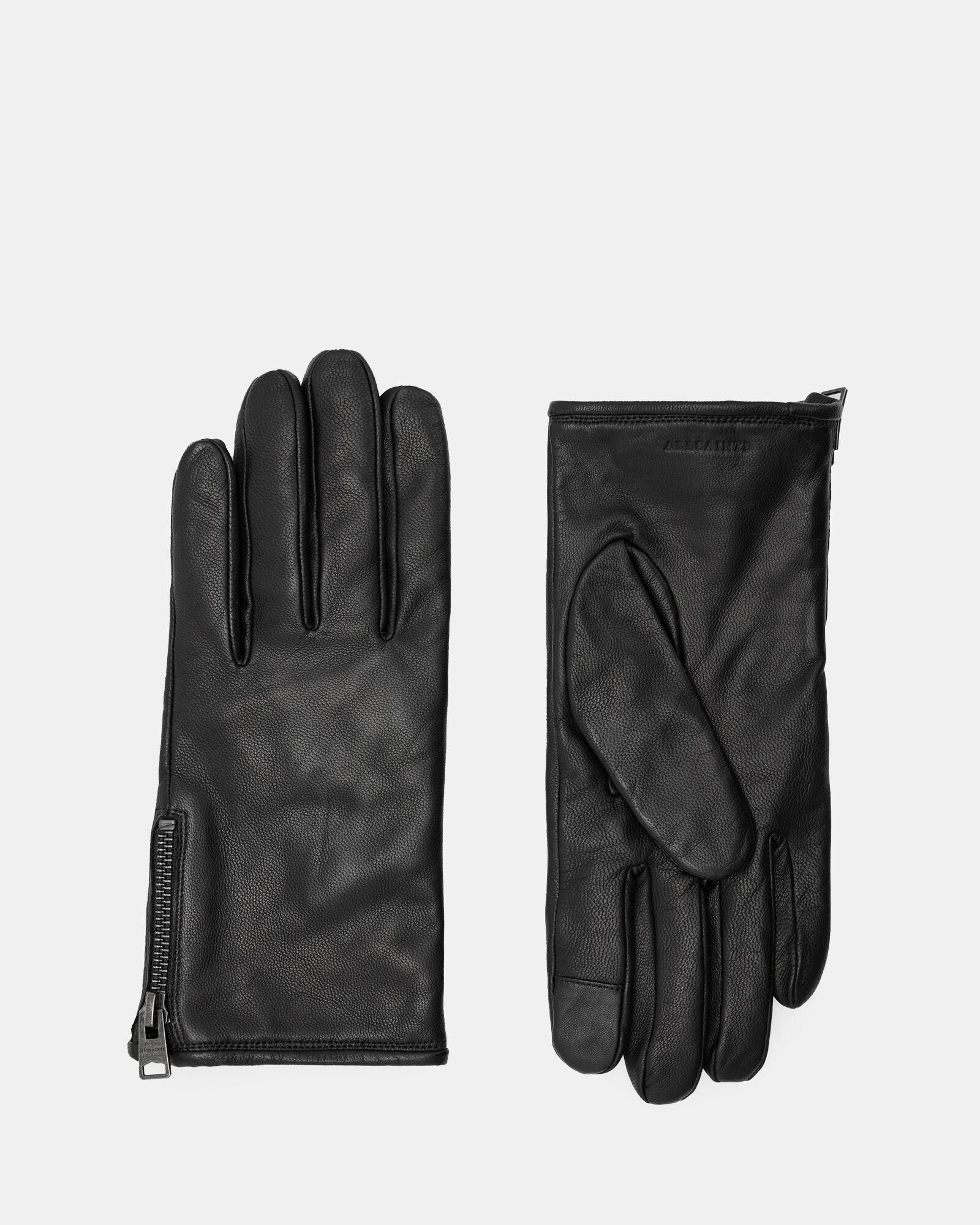 ALLSAINTS Yield Leather Gloves in Black | endource