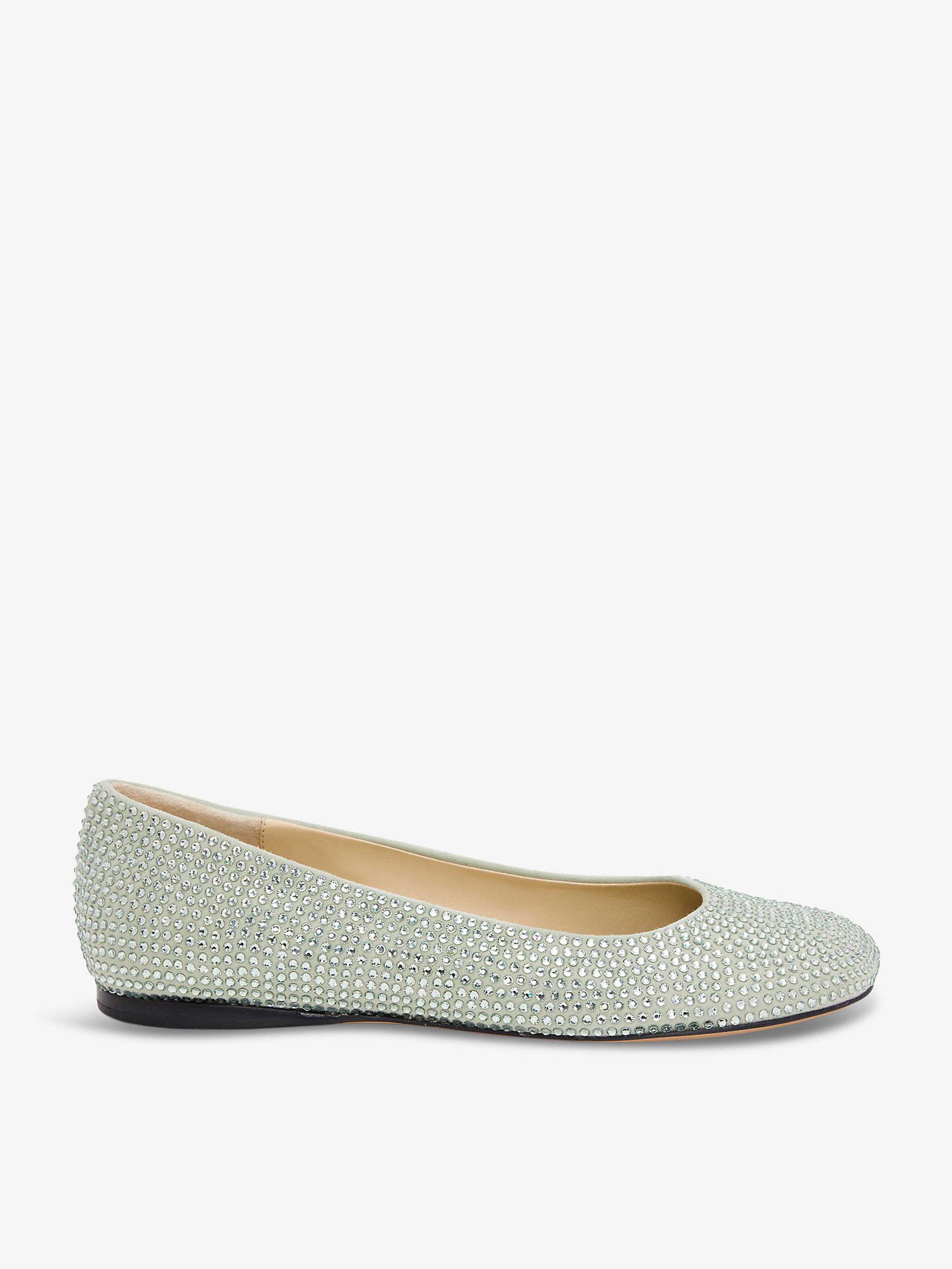 LOEWE Toy Rhinestone-Embellished Suede Ballet Flats in PISTACHIO | Endource