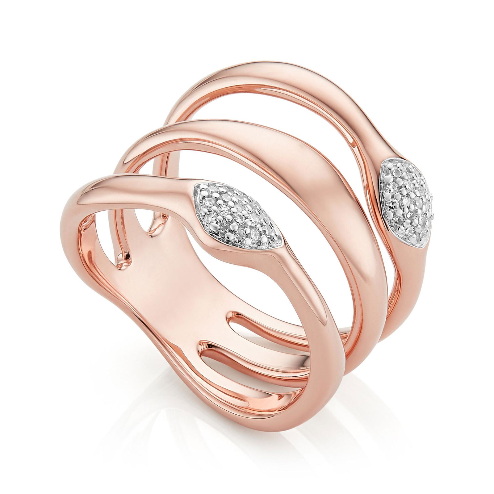 MONICA VINADER Nura Teardrop Multi Band Diamond Ring in 18k Rose Gold Vermeil | endource