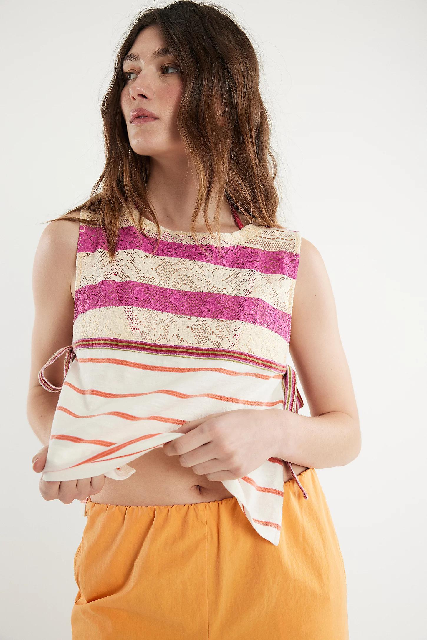 FREE PEOPLE Shelly Shell Top in Navy Combo | endource