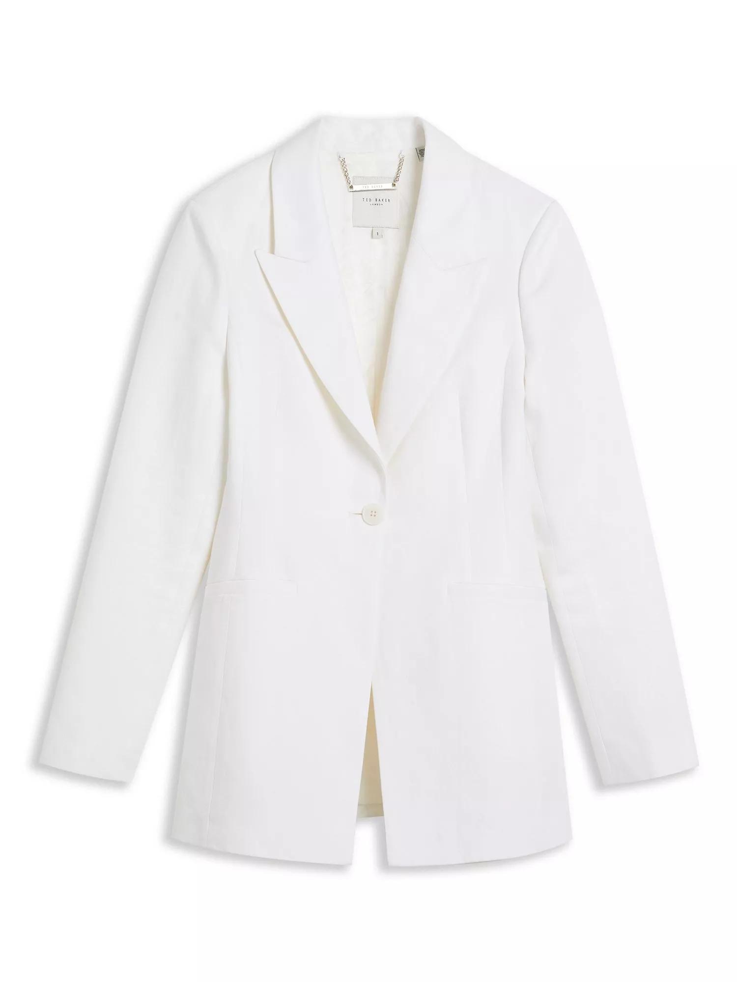 TED BAKER Musub Linen Blend Tailored Jacket in White | endource