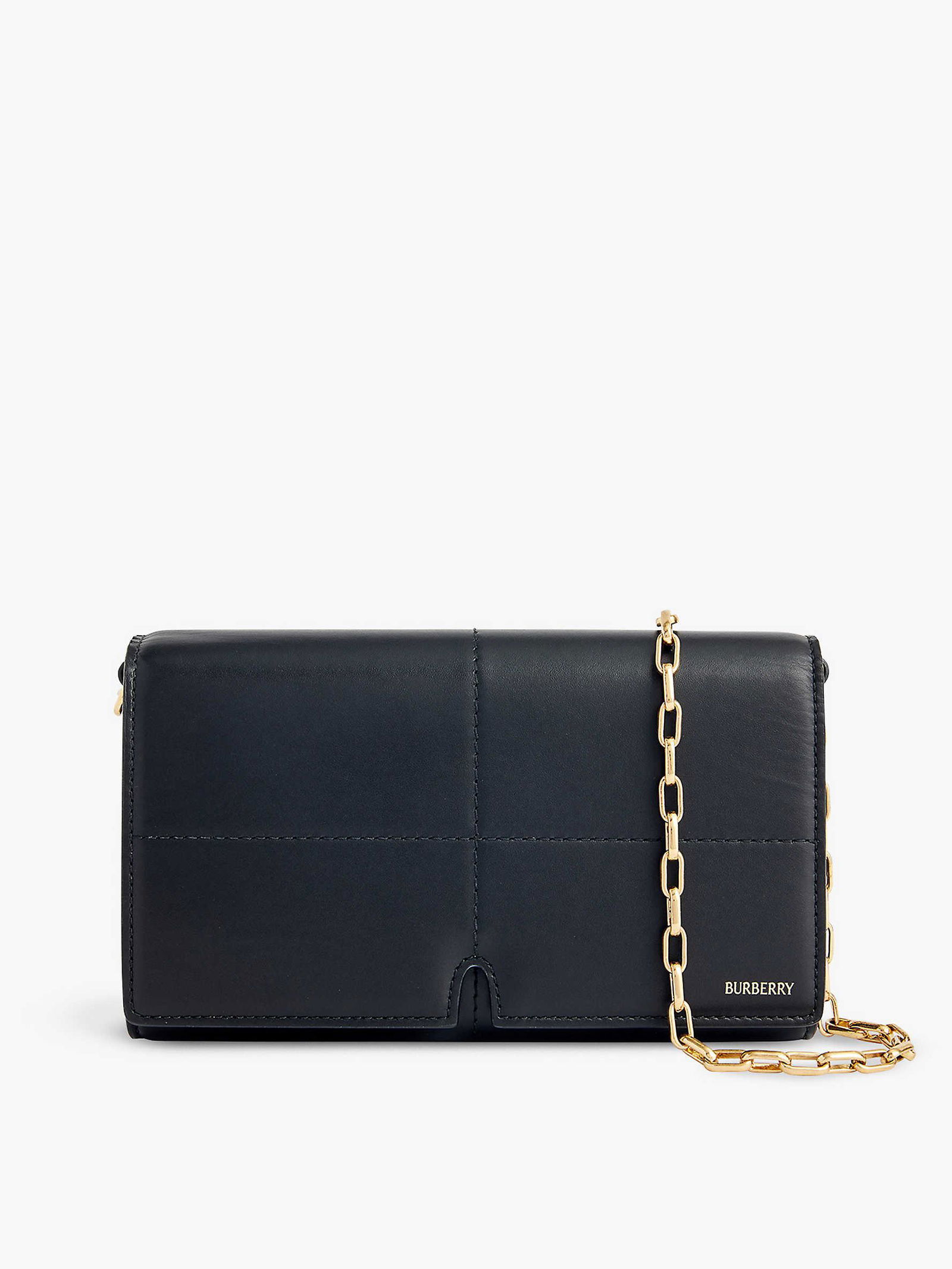 BURBERRY Snip Leather Wallet On Chain in BLACK | Endource