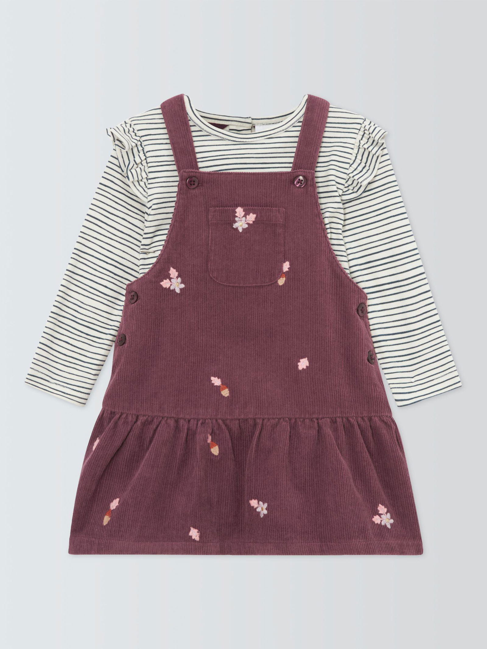 JOHN LEWIS Baby Striped T-Shirt and Embroidered Floral Pinny Set in ...