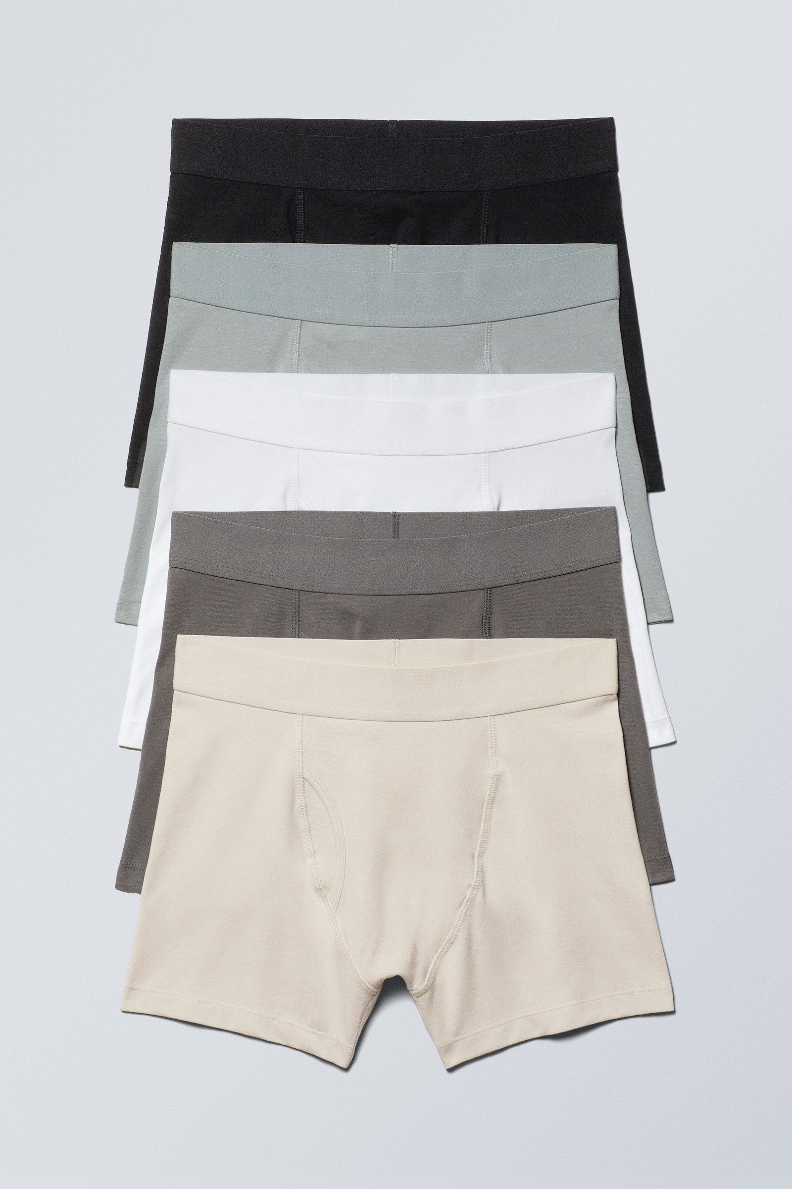 WEEKDAY 5-Pack Boxer Briefs in Black/Grey/White/Brown/Beige | Endource
