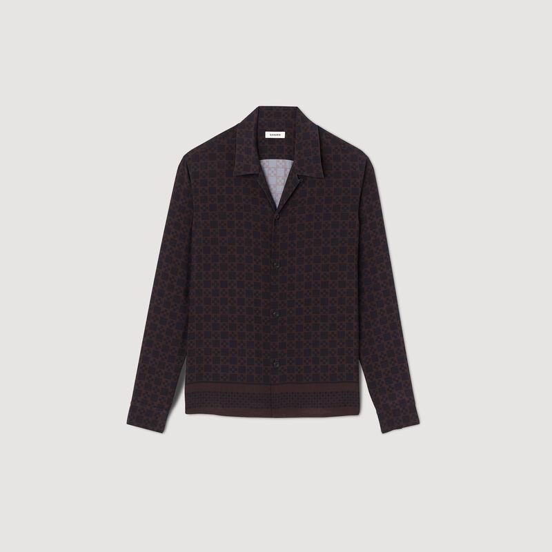 SANDRO Square Cross Shirt in Black Brown | Endource
