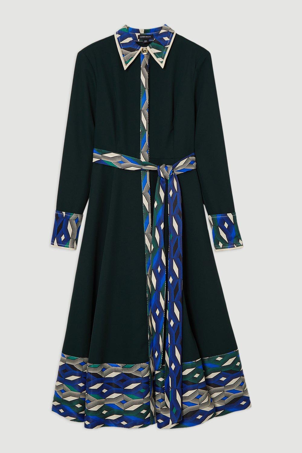 KAREN MILLEN Karen Millen x Amelia Graham - Printed Twill Border Print ...