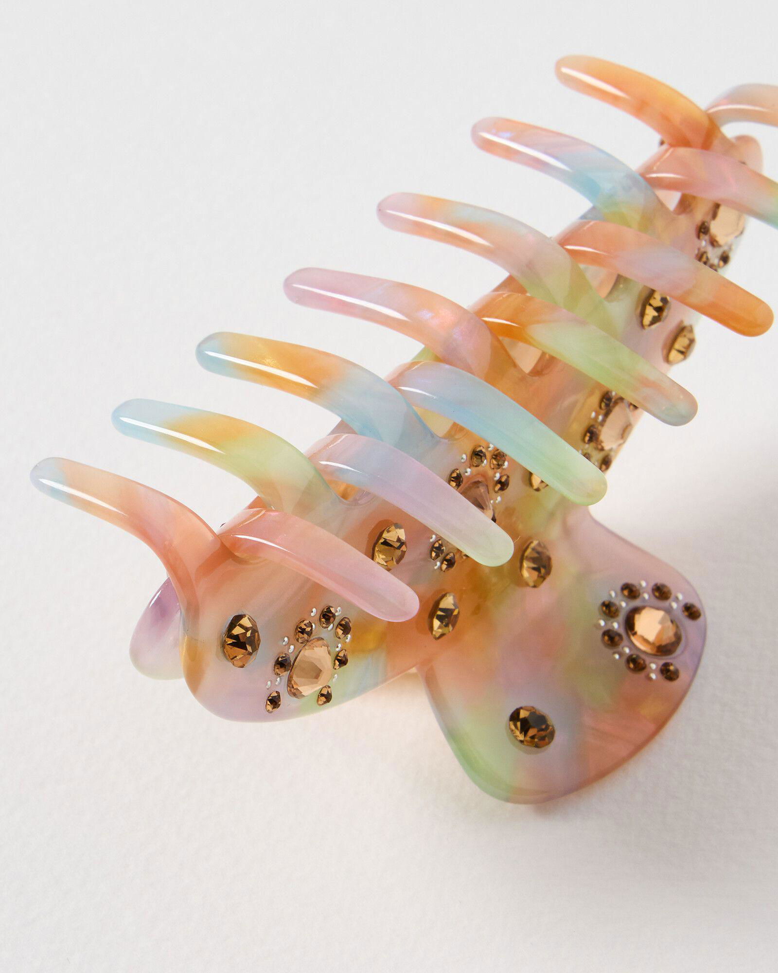 OLIVER BONAS Brittany Embellished Hair Claw Clip in Multi/Pink | endource