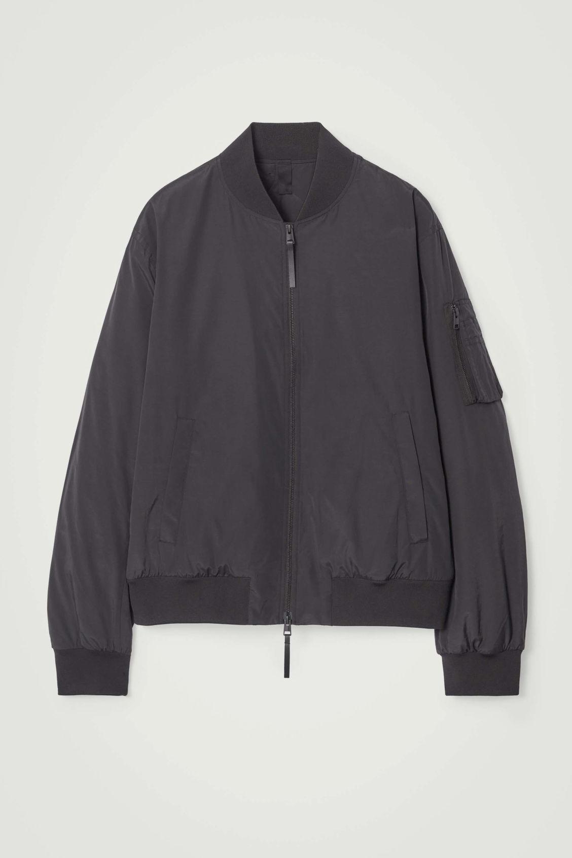 COS Padded Bomber Jacket in BLACK | endource