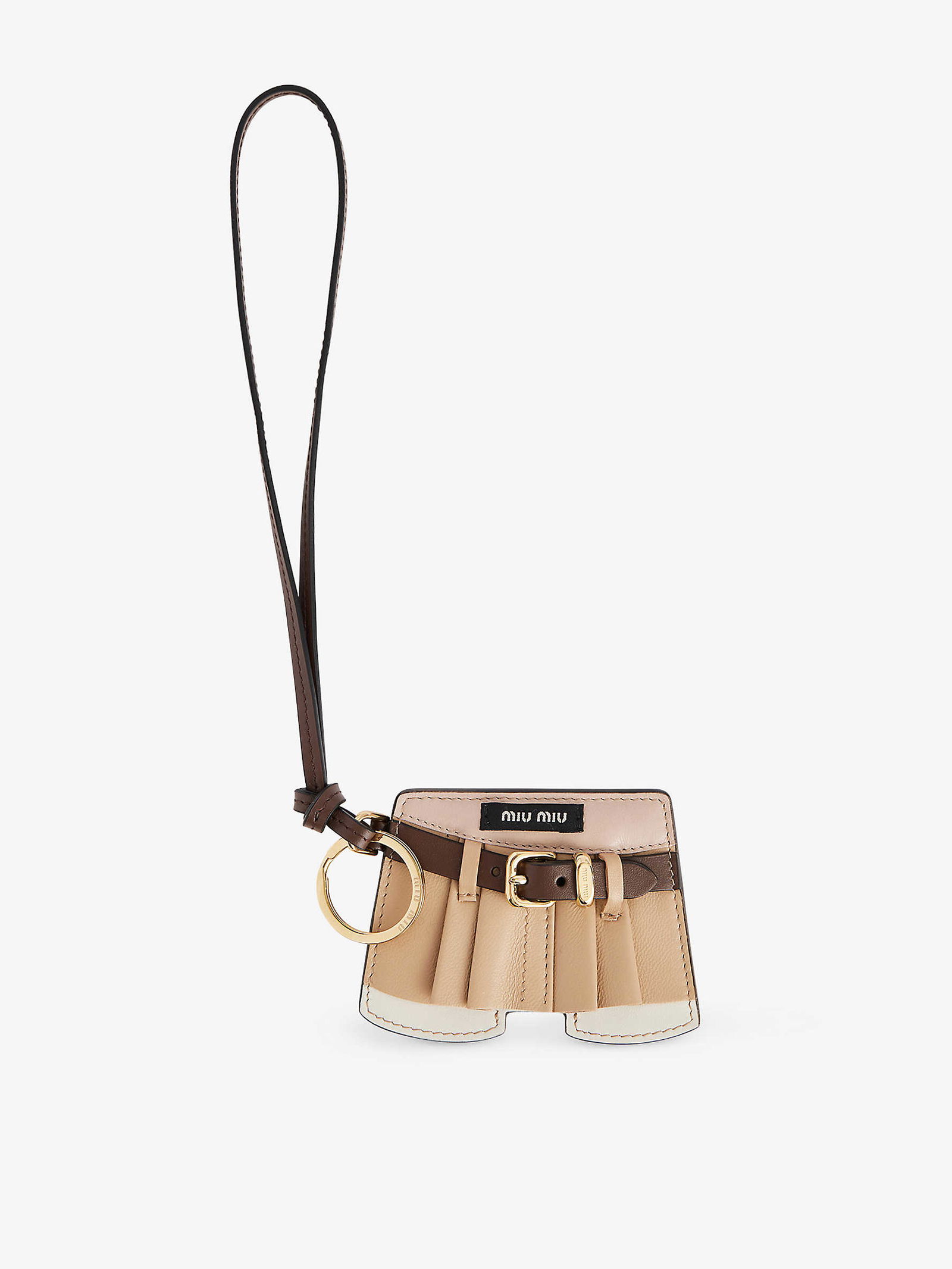 MIU MIU Skirt Branded Leather Keyring in CORDA | endource