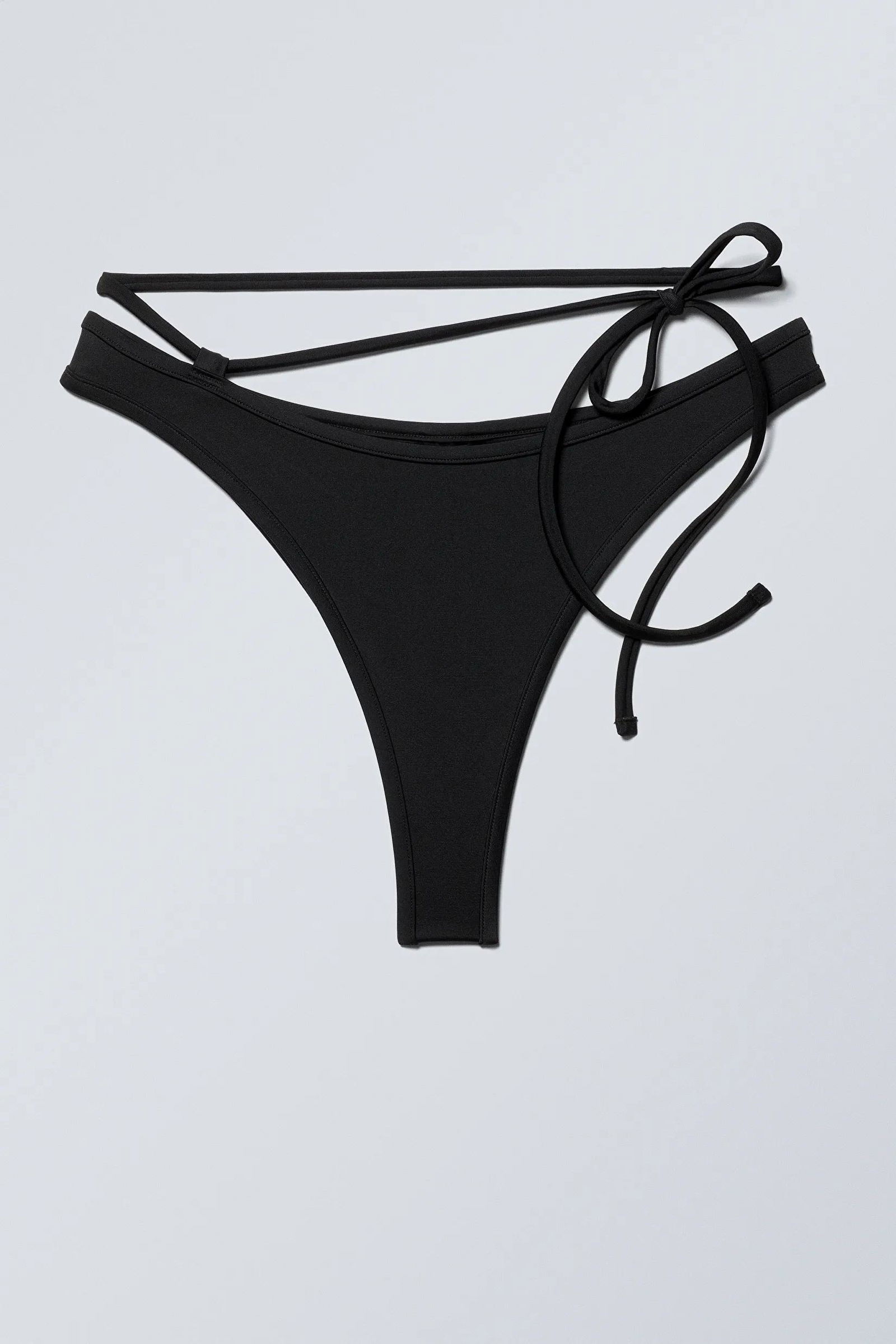 WEEKDAY Strappy Bikini Bottoms in Black | Endource