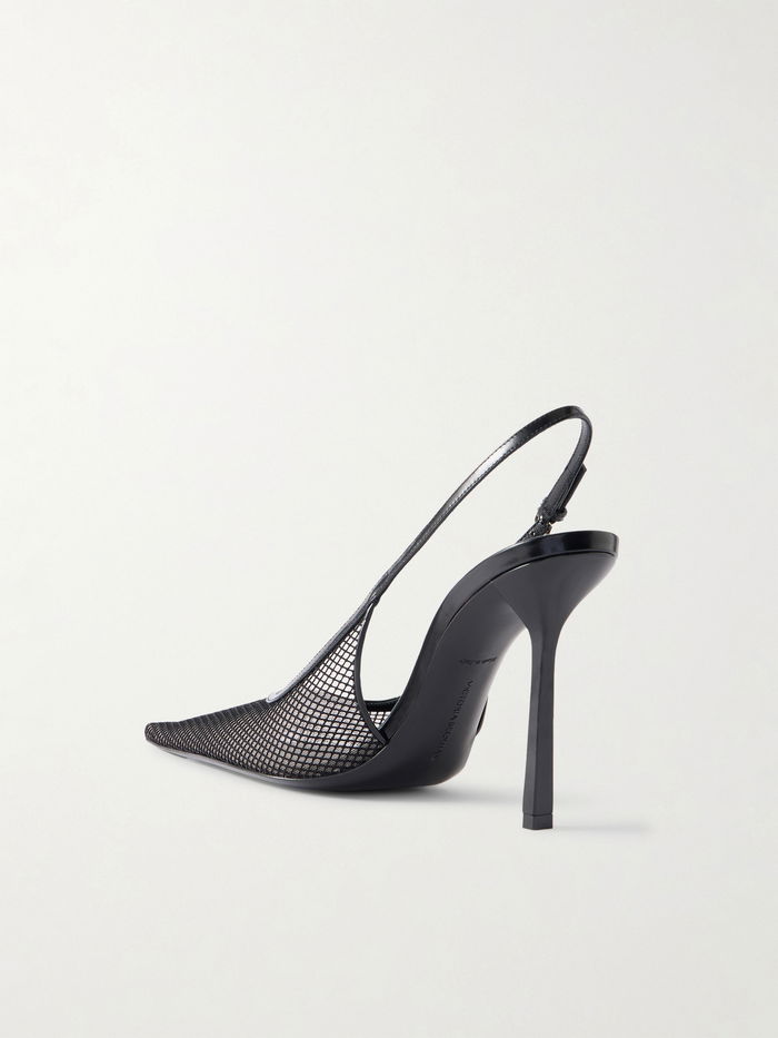 VICTORIA BECKHAM Victoria Leather-trimmed Mesh Slingback Pumps | endource