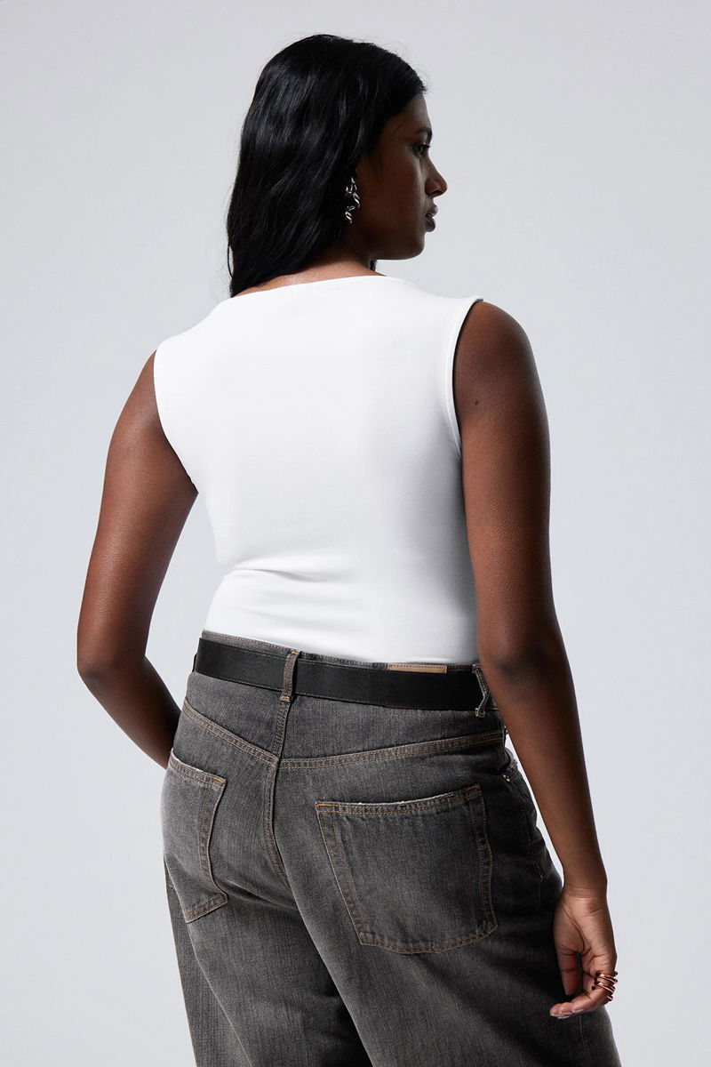 WEEKDAY Antonia Square Neck Top in White | Endource