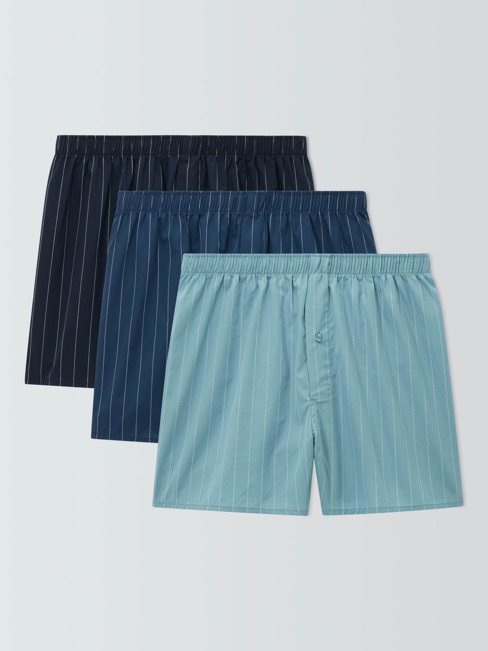 JOHN LEWIS Cotton Pinstripe Boxer Shorts, Pack of 3 in Blue Mid | endource