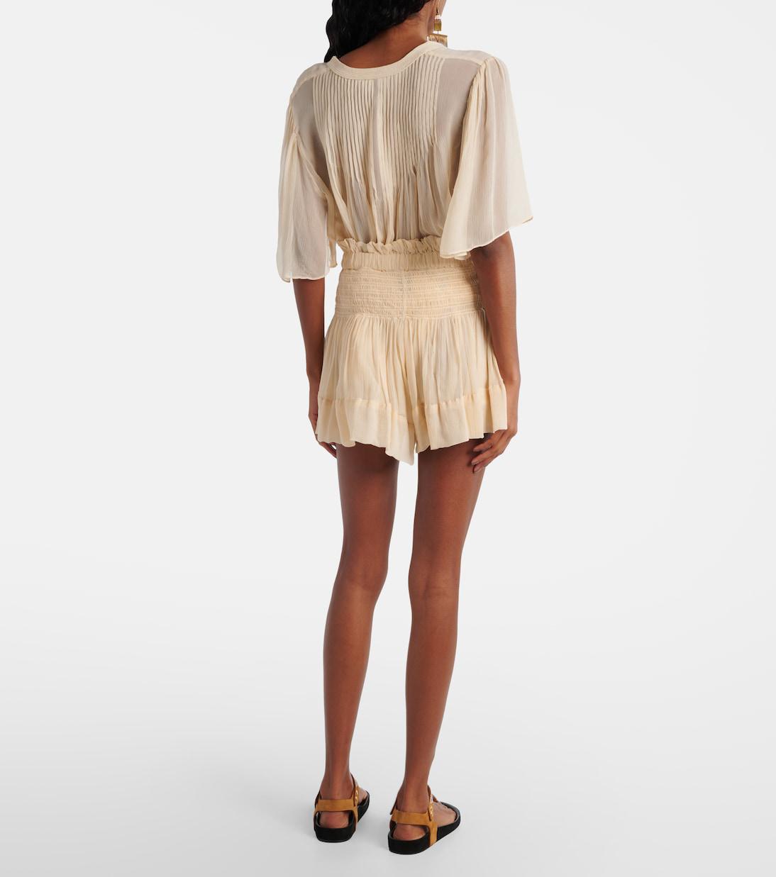 ISABEL MARANT Maelly Shirred Silk Shorts | endource