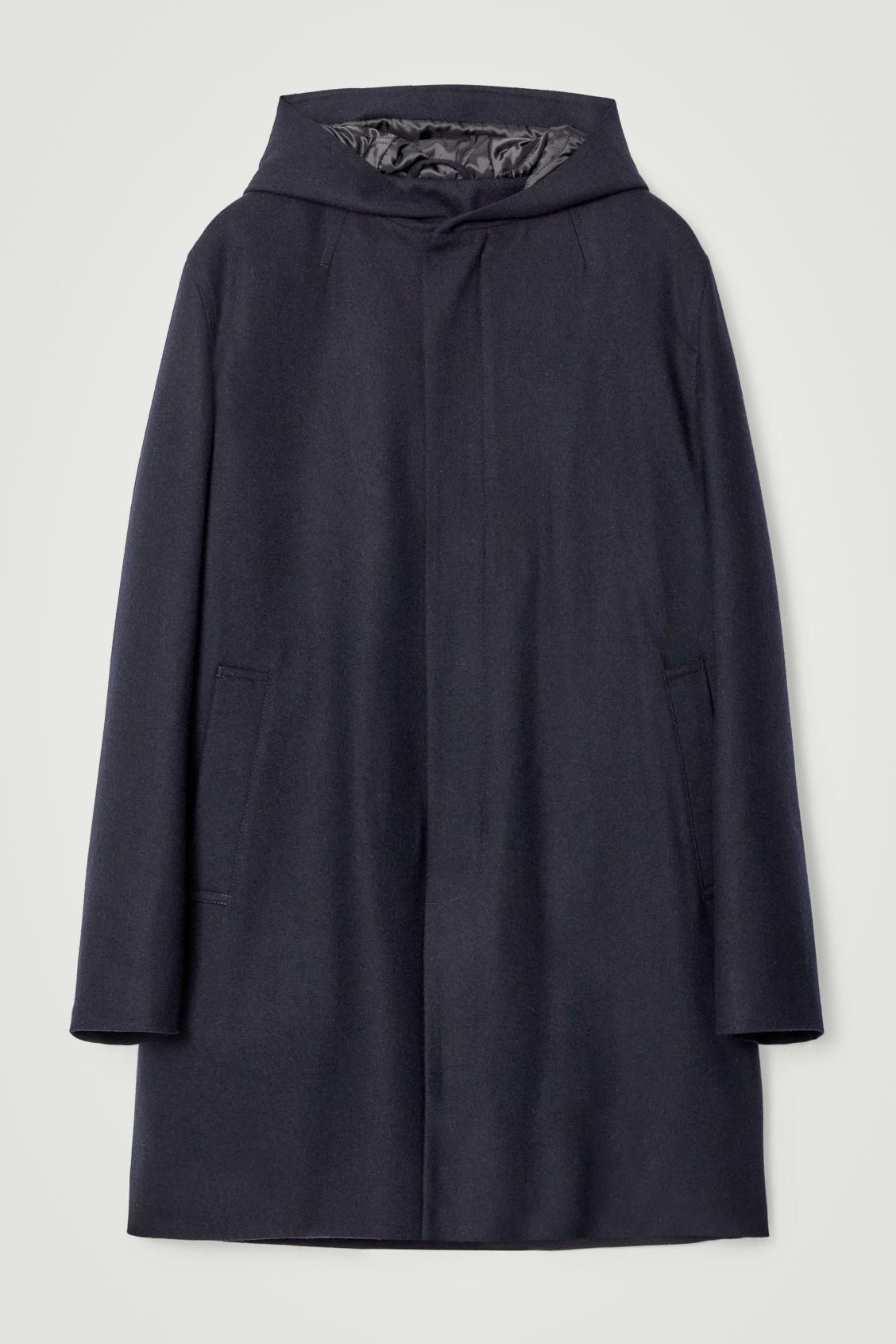 COS Hooded Wool Parka in NAVY | endource
