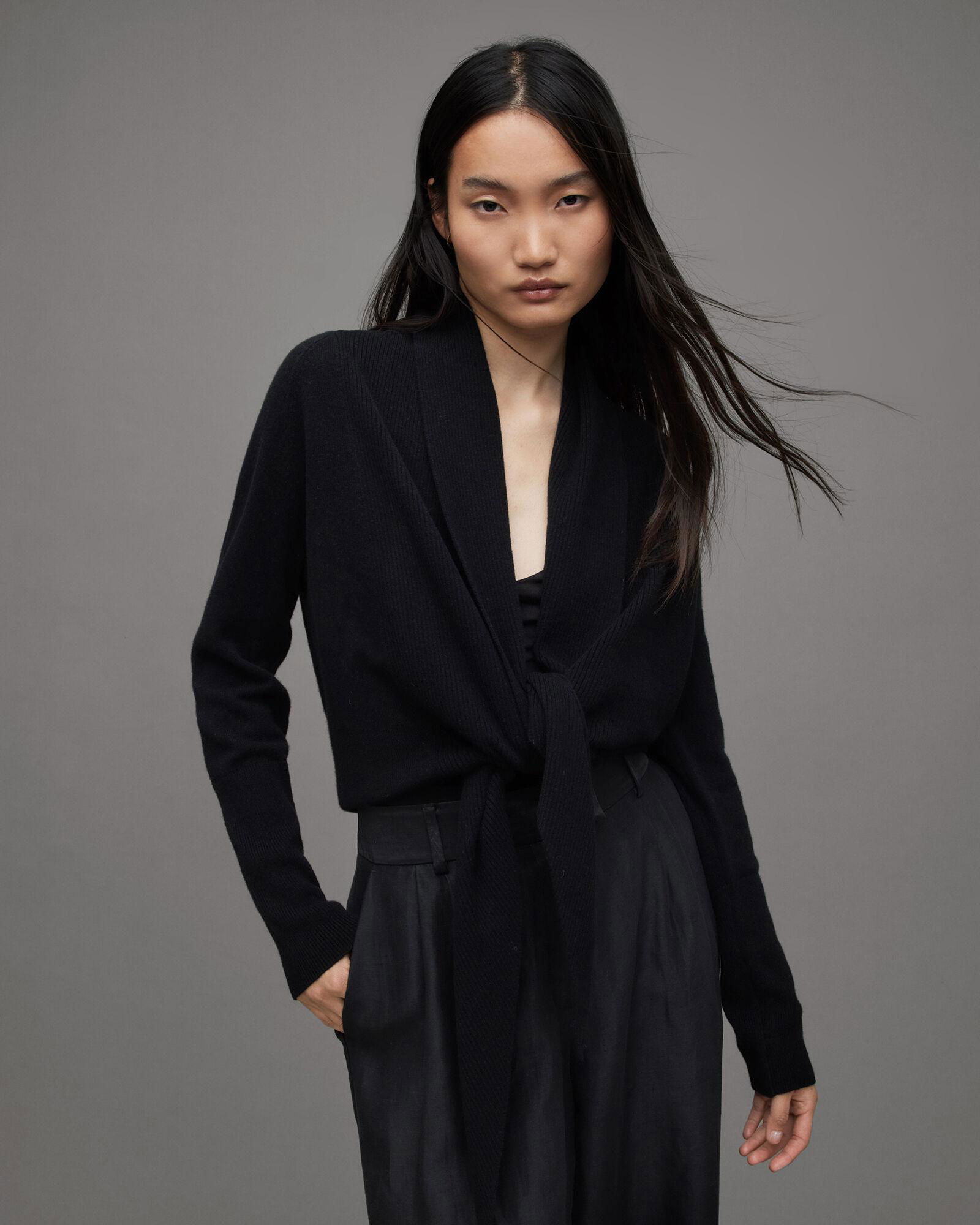 ALLSAINTS Pirate Waterfall Cashmere Cardigan in Black | Endource