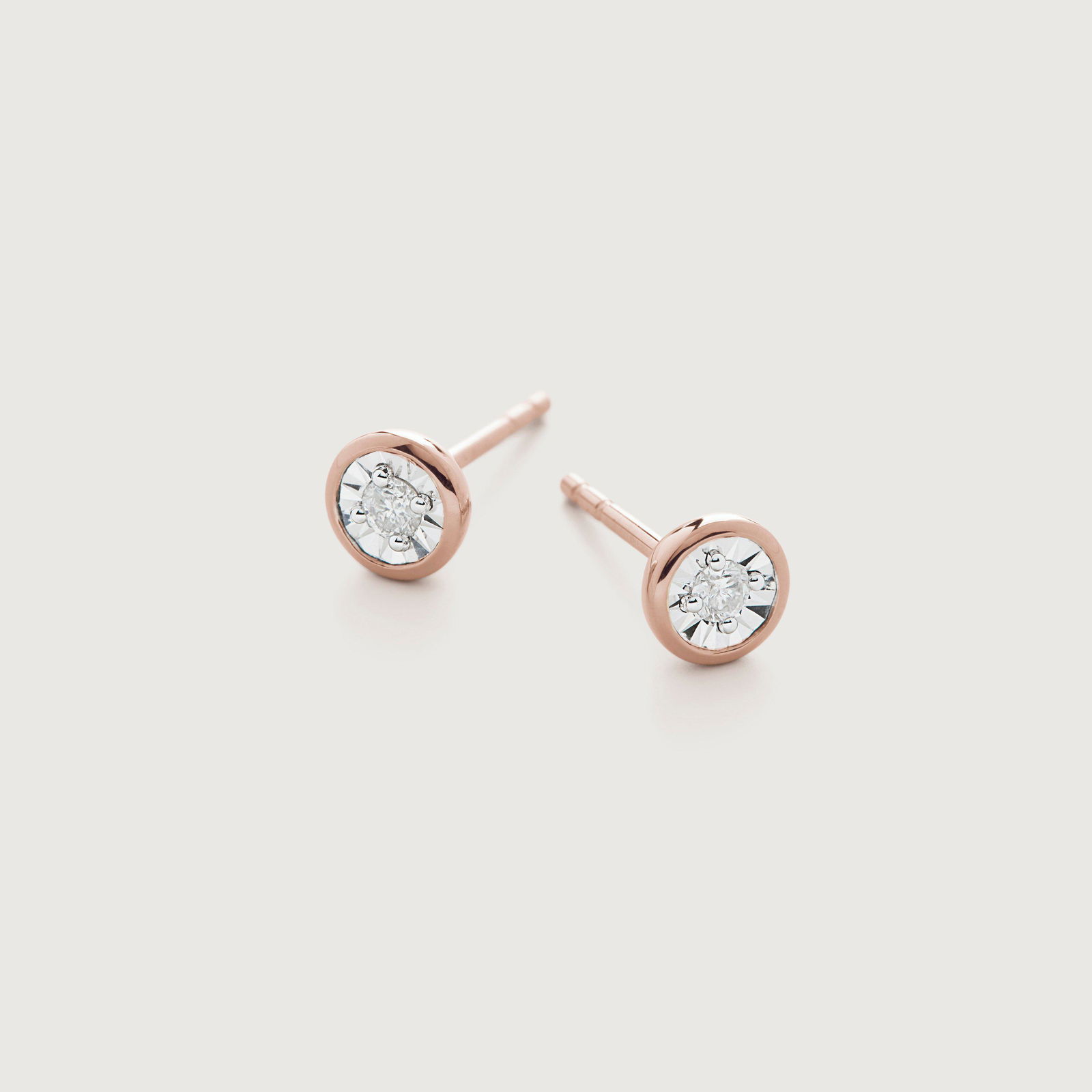 MONICA VINADER Diamond Essential Stud Earrings in 18k Rose Gold Vermeil ...