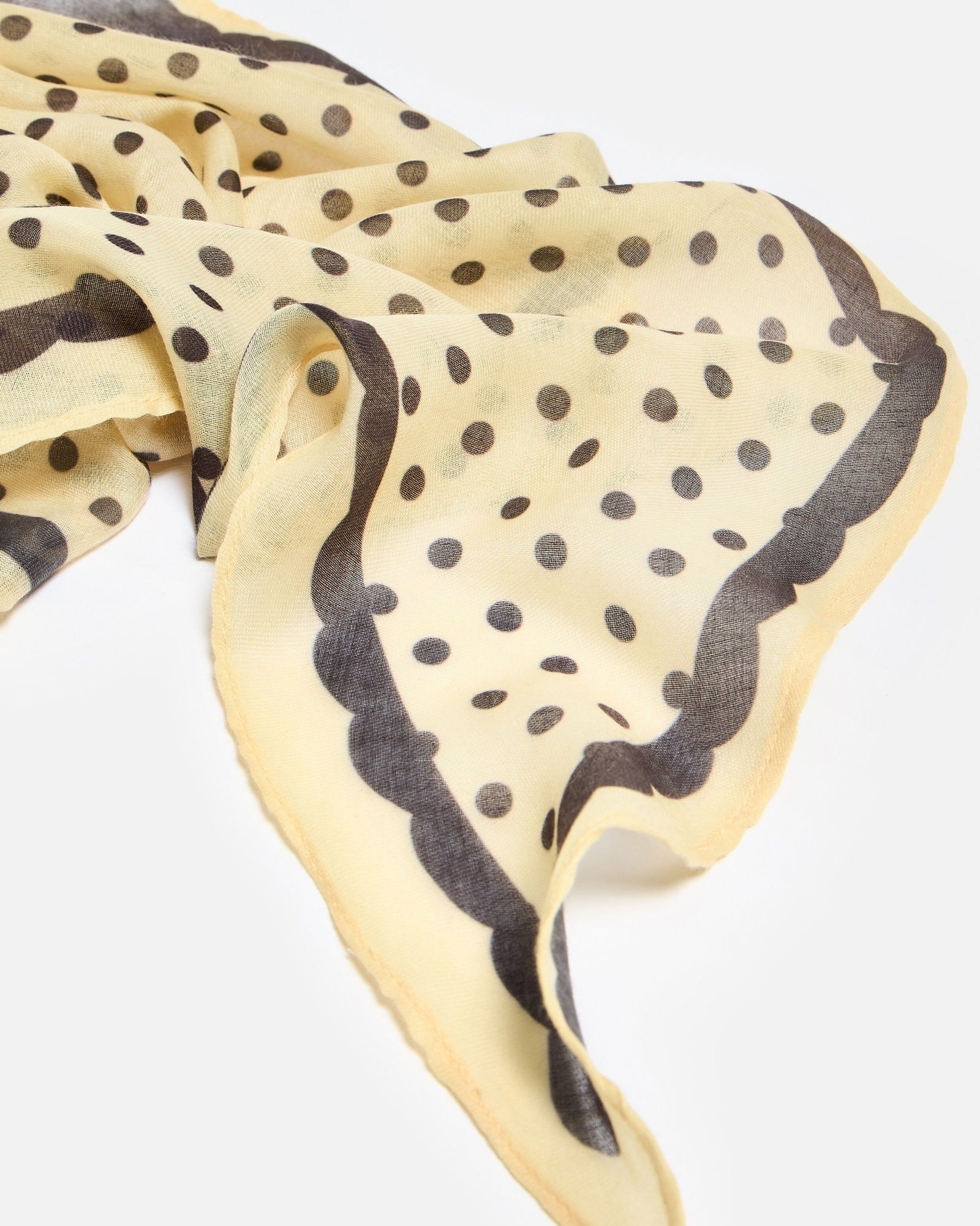 OLIVER BONAS Butter Yellow & Brown Polka Dot Diamond Scarf | endource