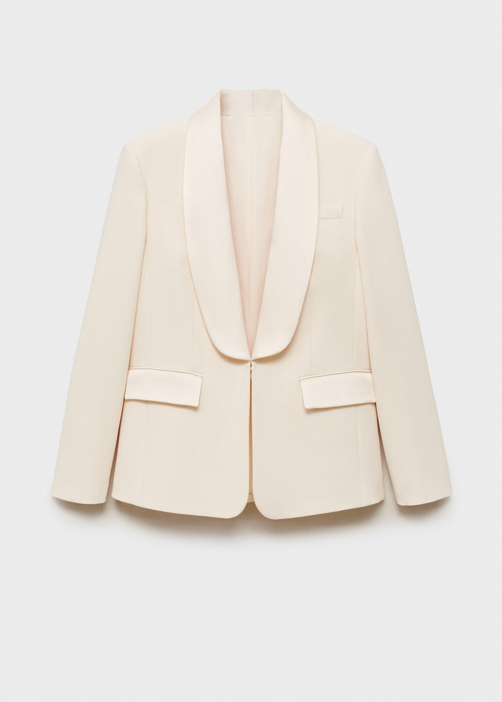 MANGO Suit Jacket With Satin Lapels in Off White | endource