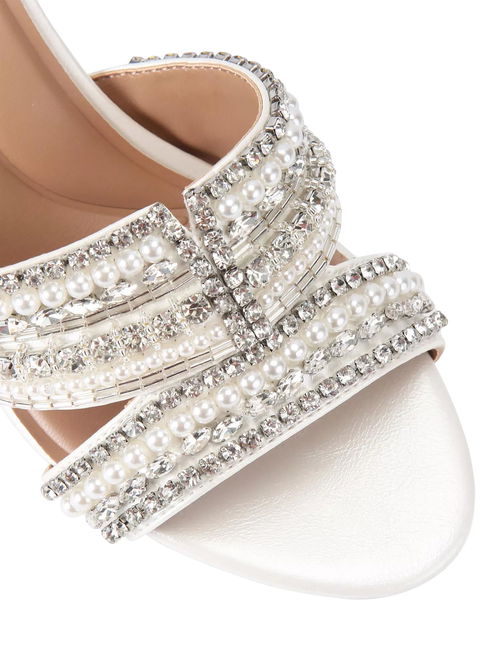 CARVELA Pageant Embellished Block Heel Sandals, White | endource