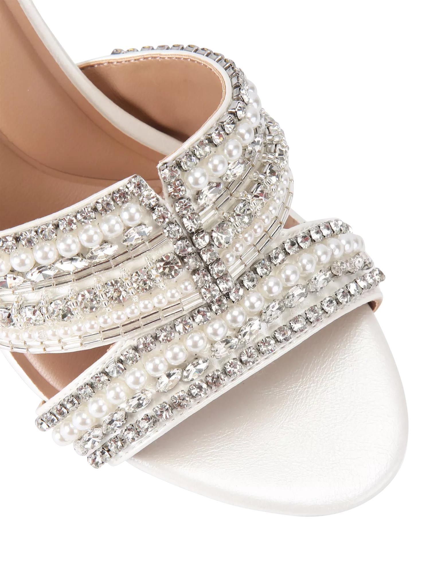 CARVELA Pageant Embellished Block Heel Sandals, White | endource