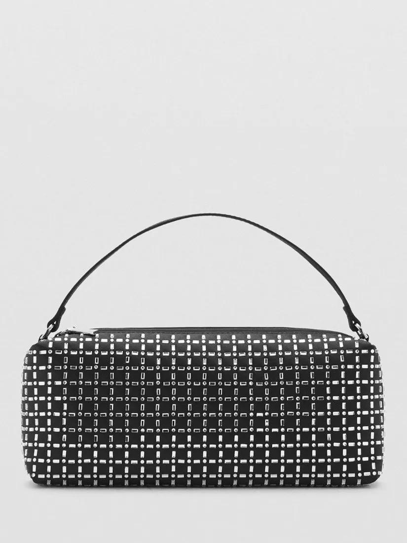 MANGO Crush Embellished Clutch Bag in Black | endource