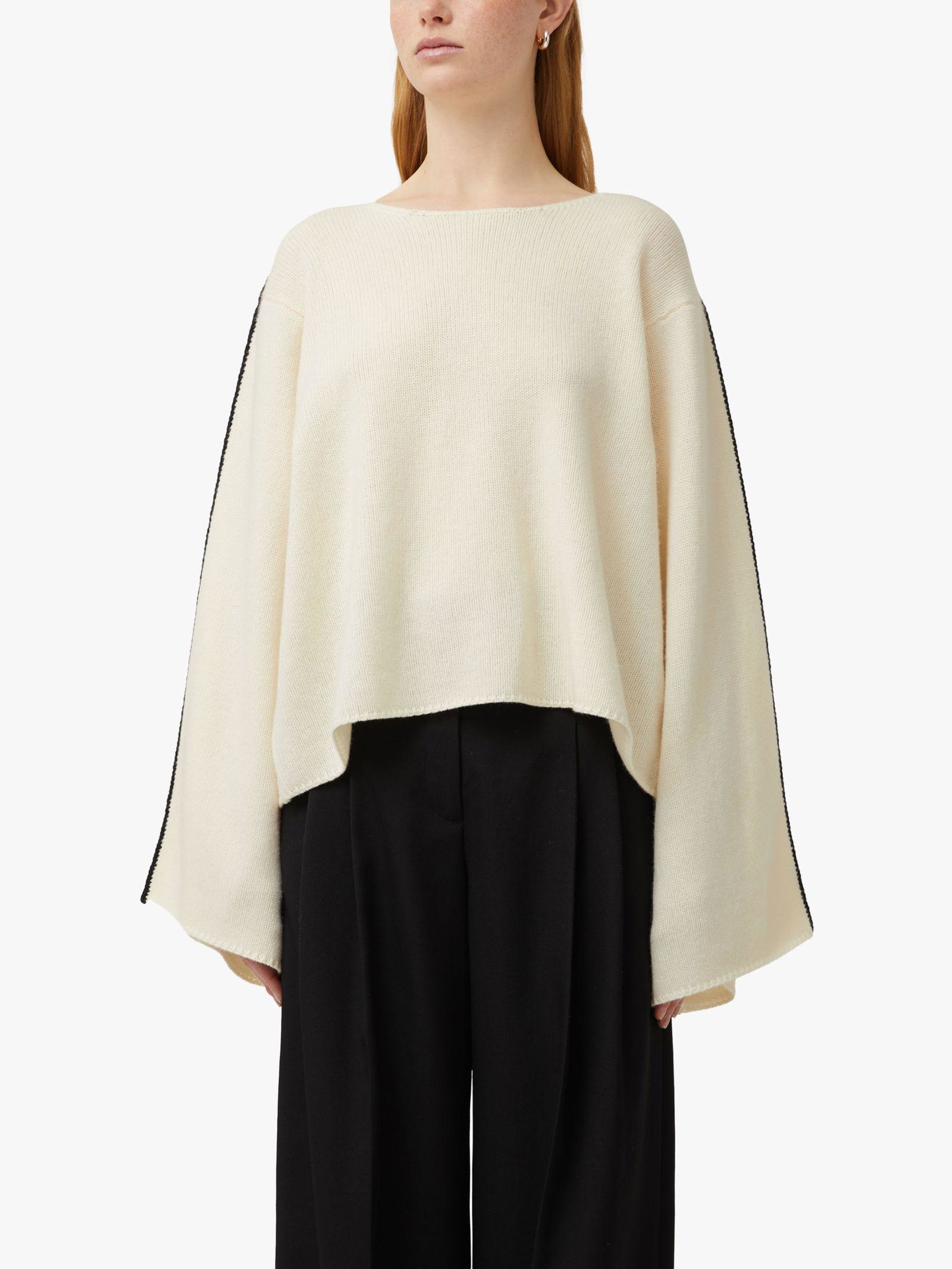 JIGSAW Cashmere Blend Crochet Kimono Sleeve Jumper | endource