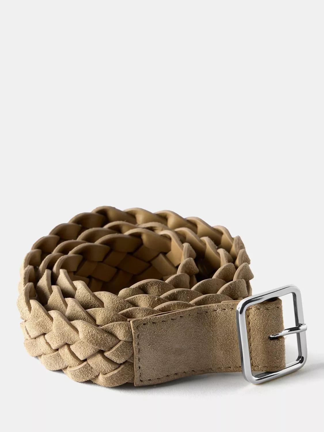 MINT VELVET Woven Suede Belt in Natural | endource